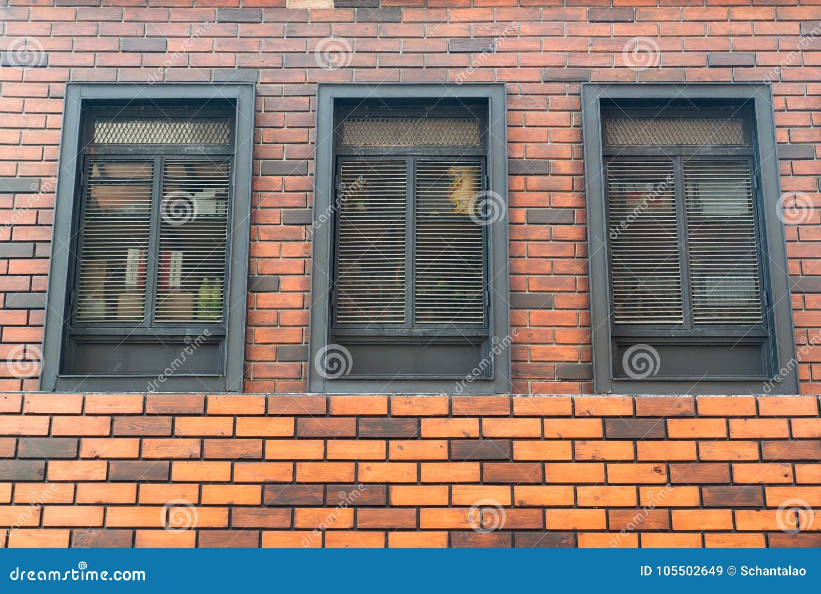 Brick Wall with Windows, Architecture Design, Interior Building Stock ...