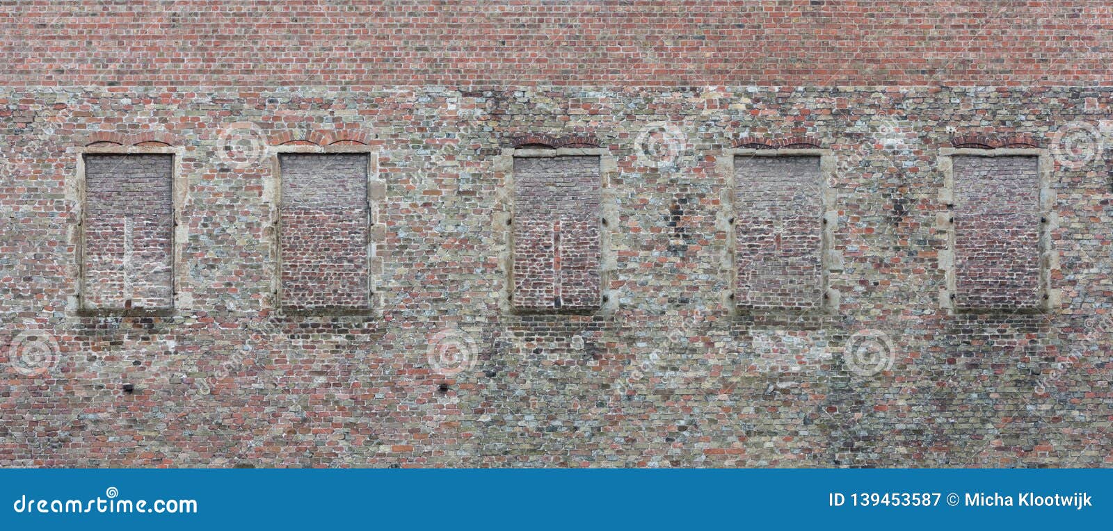 Brick Wall with Windows Bricked Over Stock Image - Image of structure ...