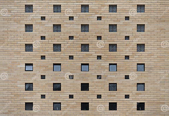 Brick Wall with Windows Texture Background Stock Photo - Image of ...