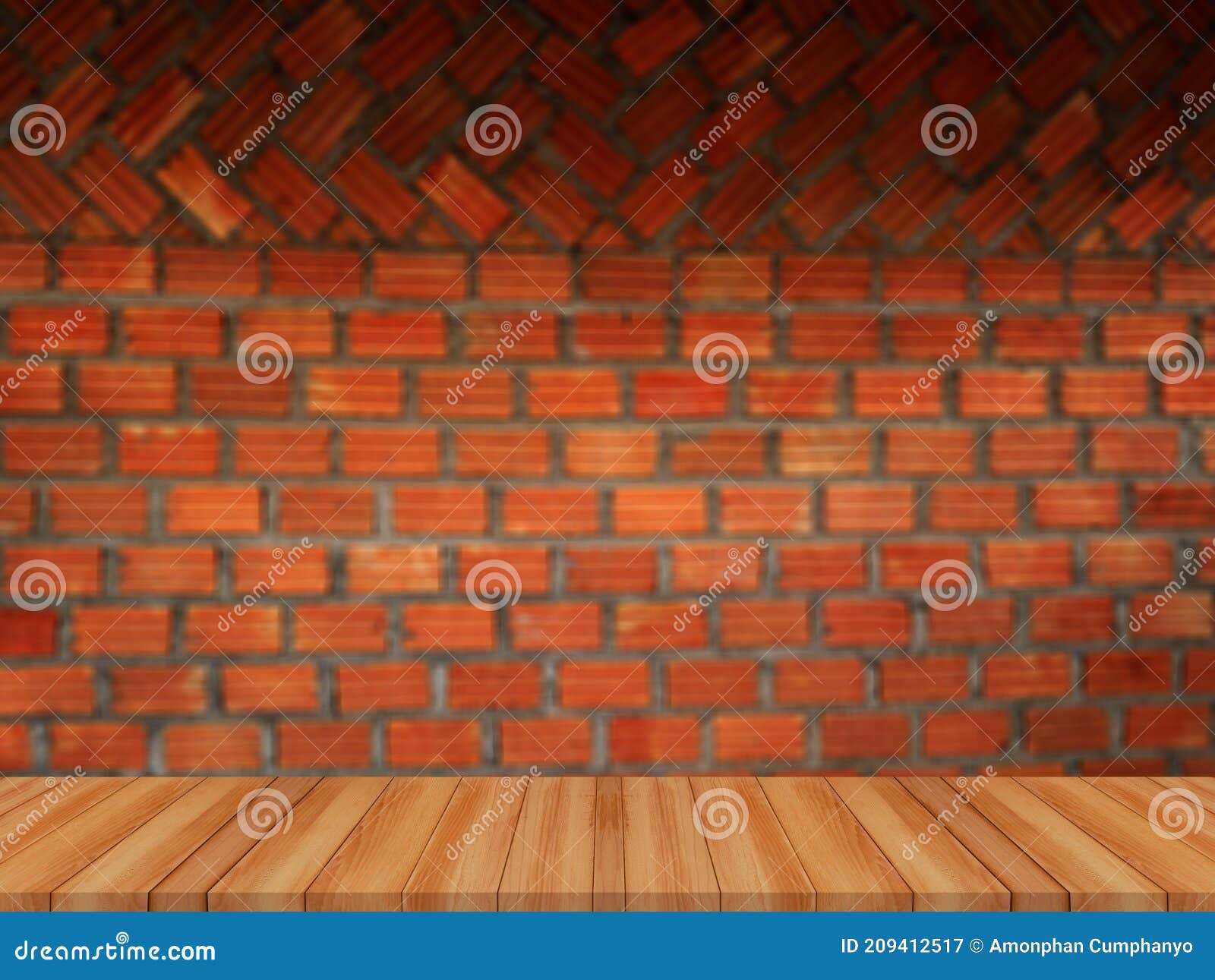 Brick Wall and Wood Floor for Product Display Stock Image - Image of ...