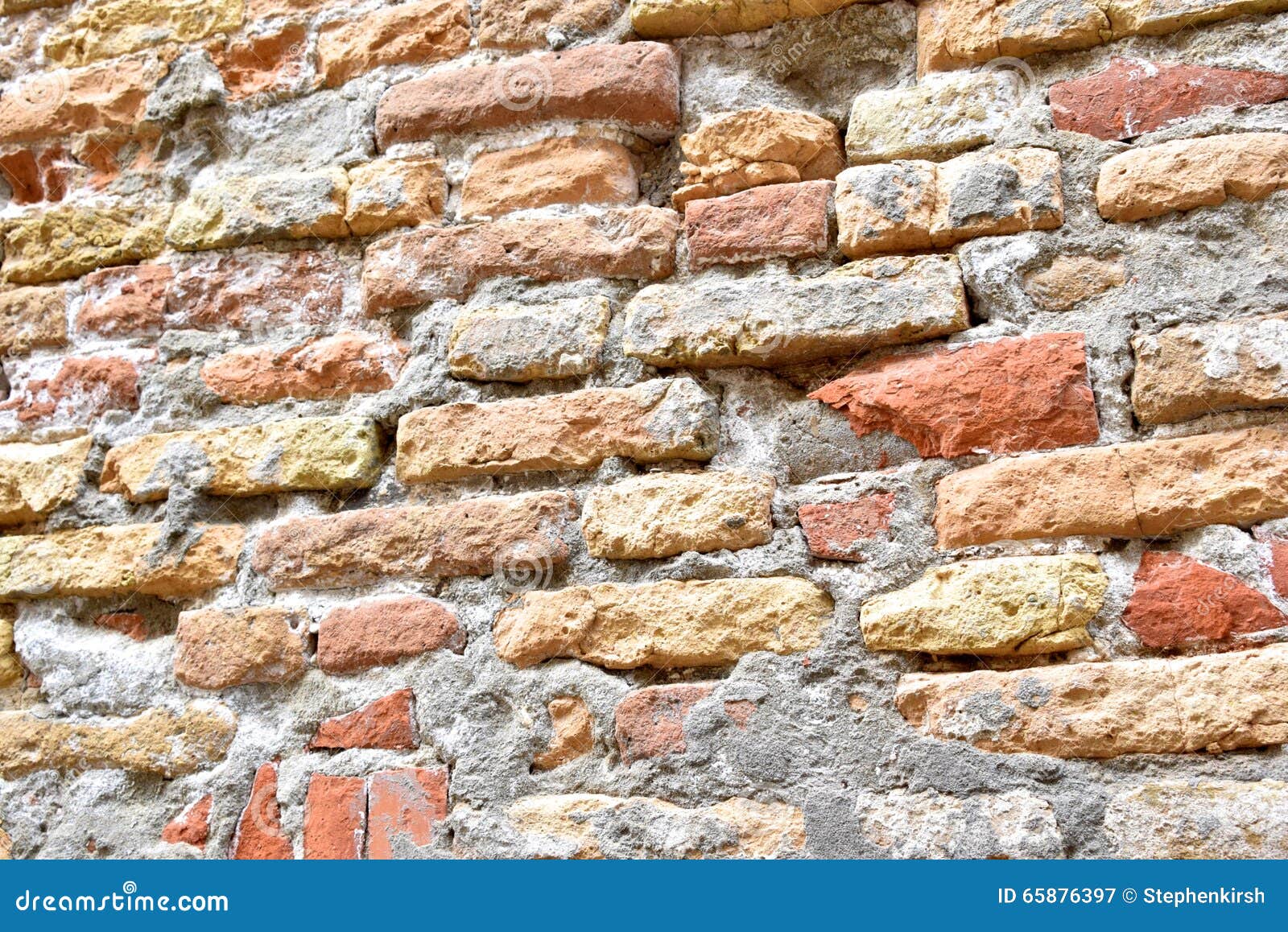 Brick Wall is Worn and Textured by Weather Stock Image - Image of ...