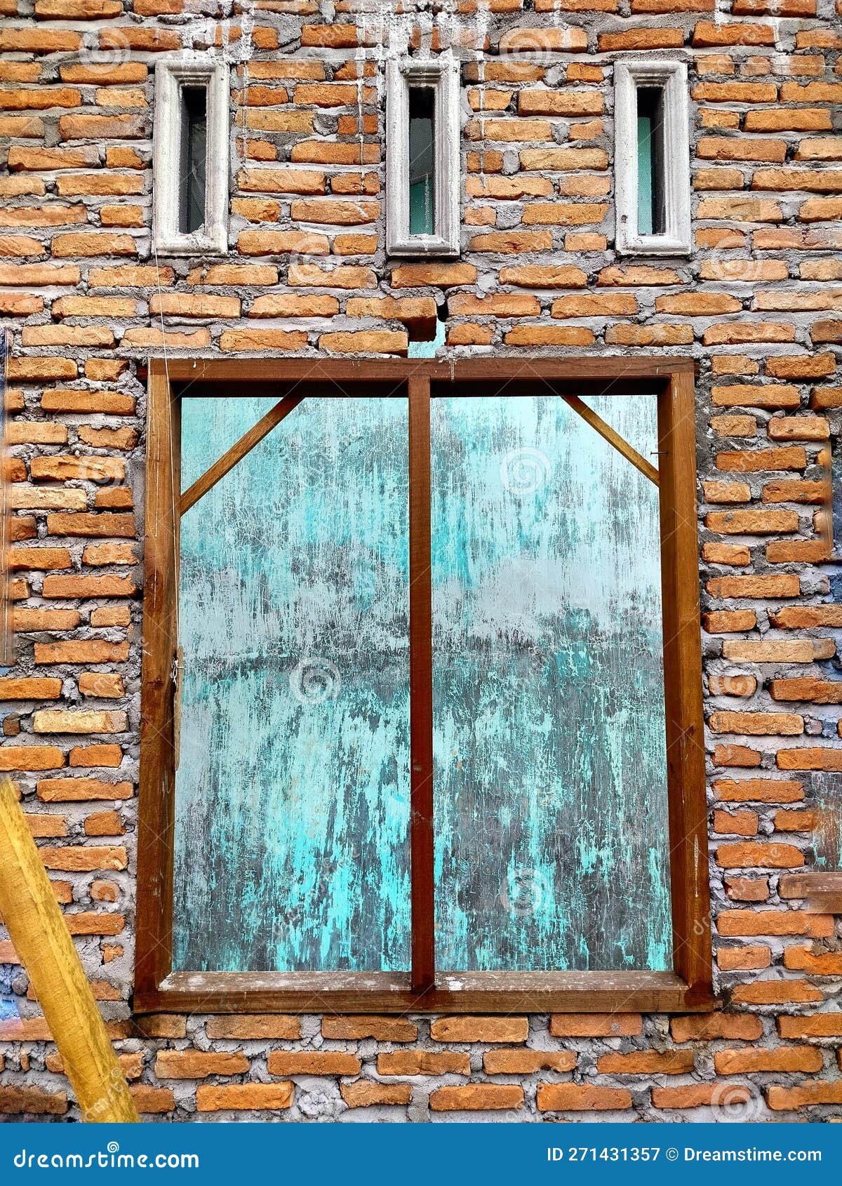 Brick-walled Building with Window Frames Stock Image - Image of home ...