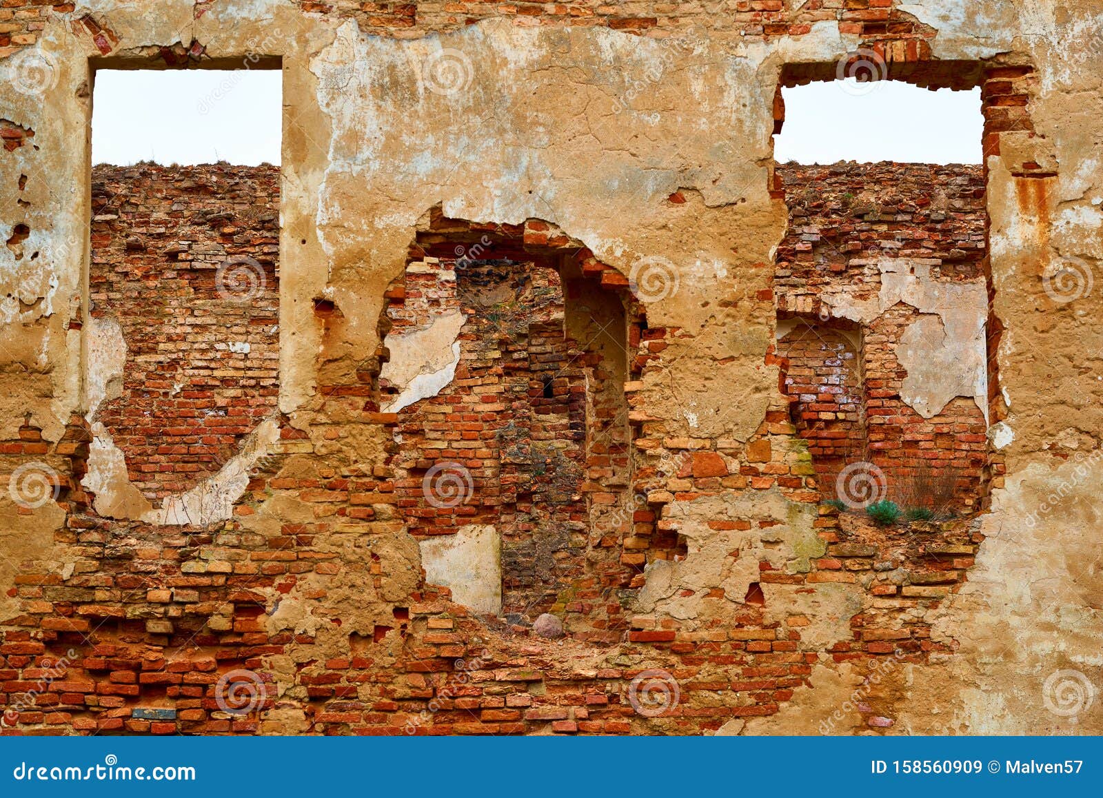 Brick Walls of Ruins Closeup Stock Image - Image of debris, abandoned ...