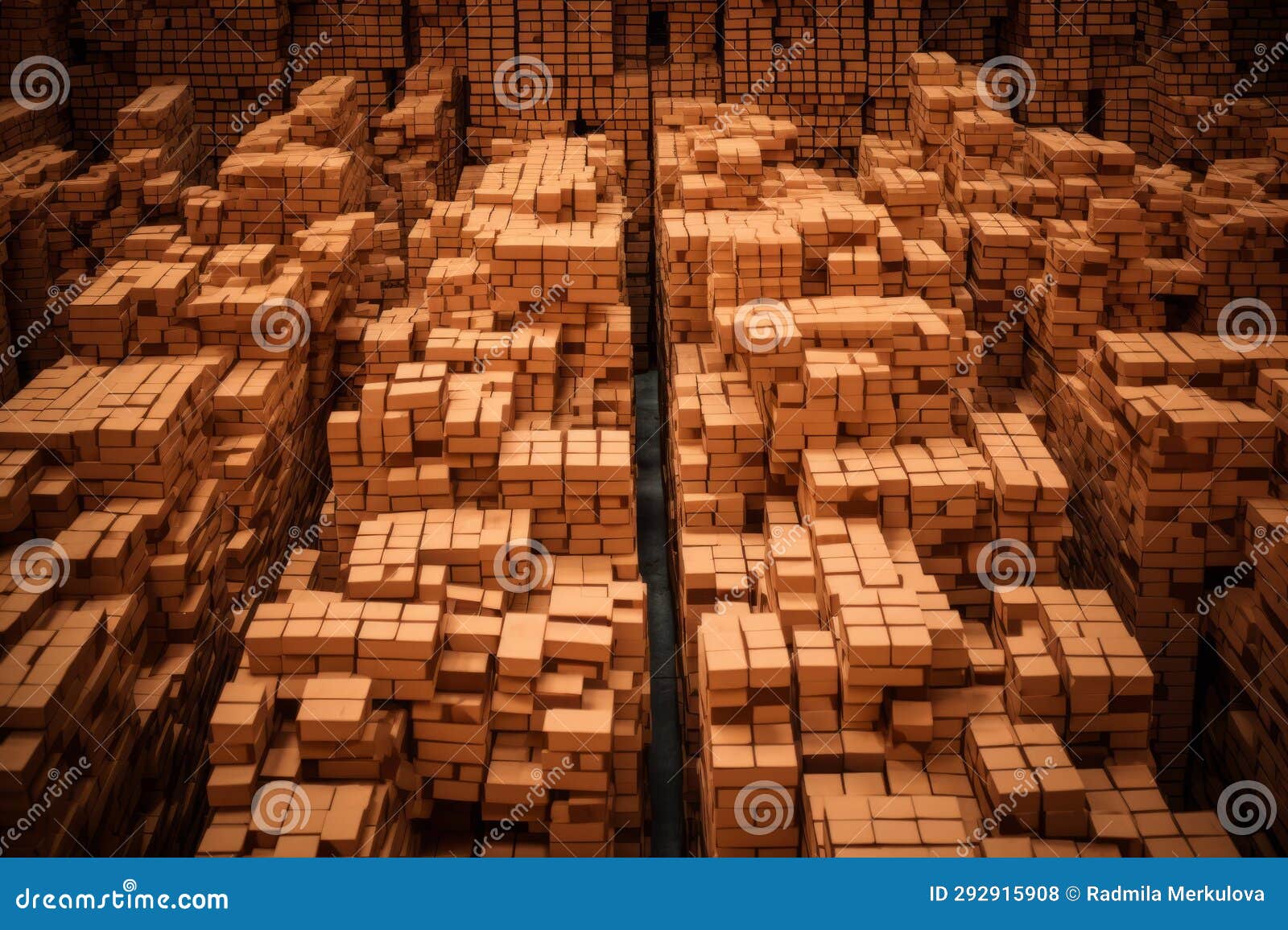 Brick Warehouse, Bricks Pallets Neatly Stacked in a Warehouse Stock ...