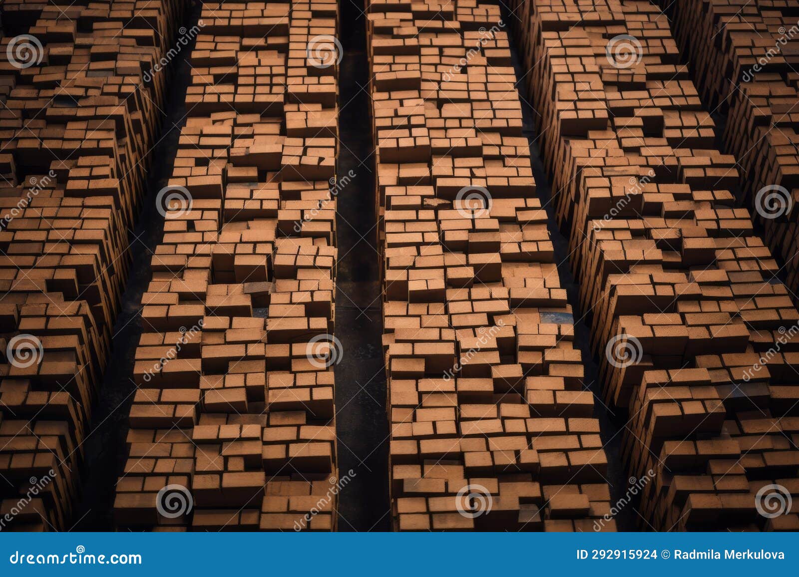 Brick Warehouse, Rows of Bricks Neatly Stacked in the Warehouse Stock ...
