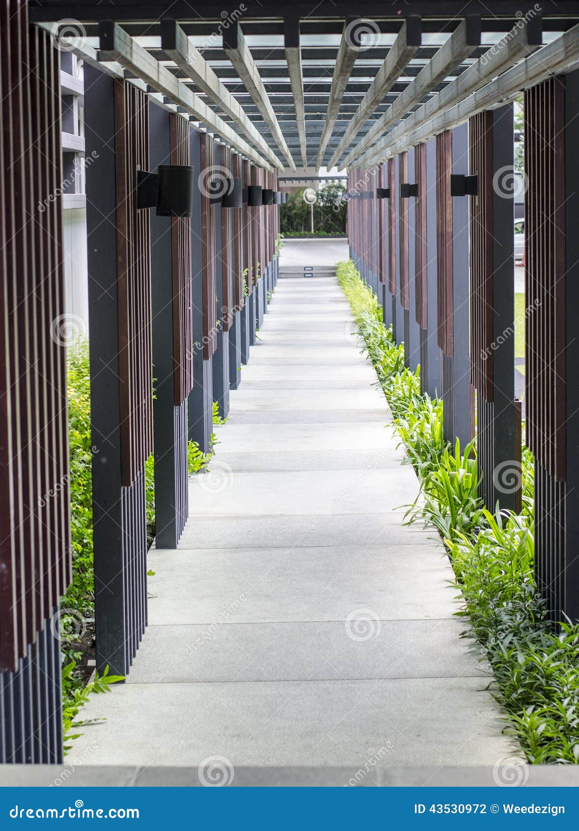 Brick Way with Sunshade,walkway Stock Photo - Image of path, pattern ...