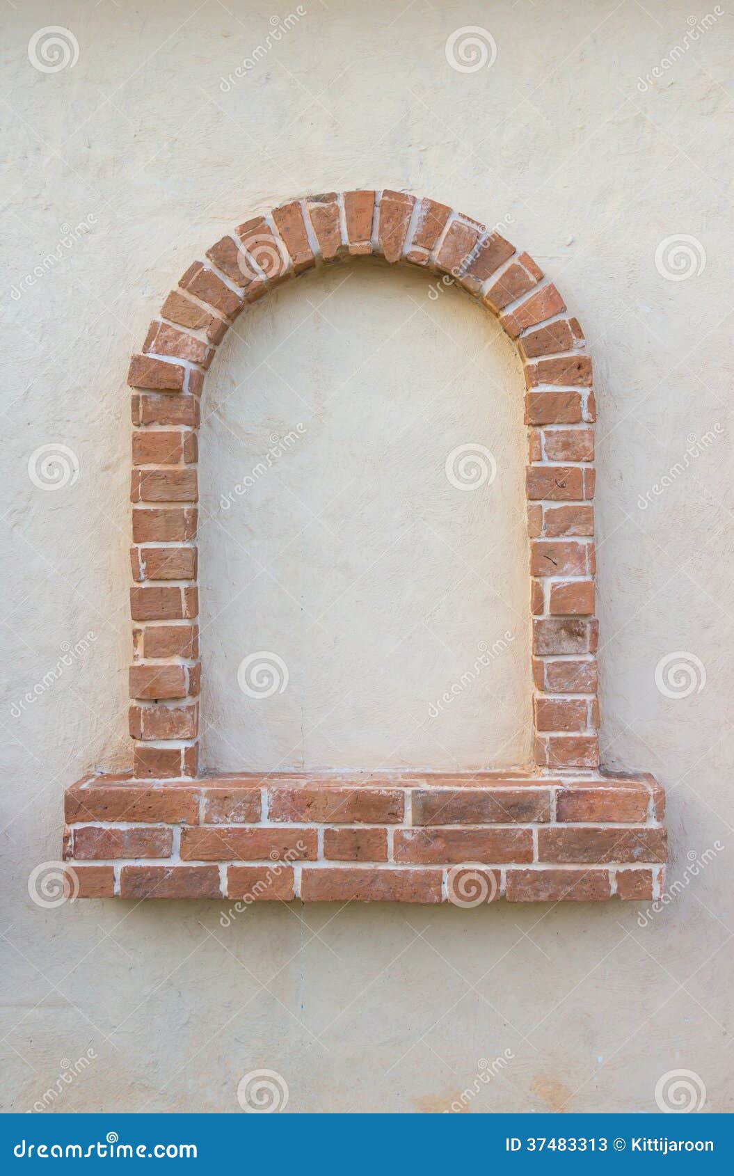 Red Brick Window Of An Ancient Castle In A Wall Of Natural Gray Stone ...