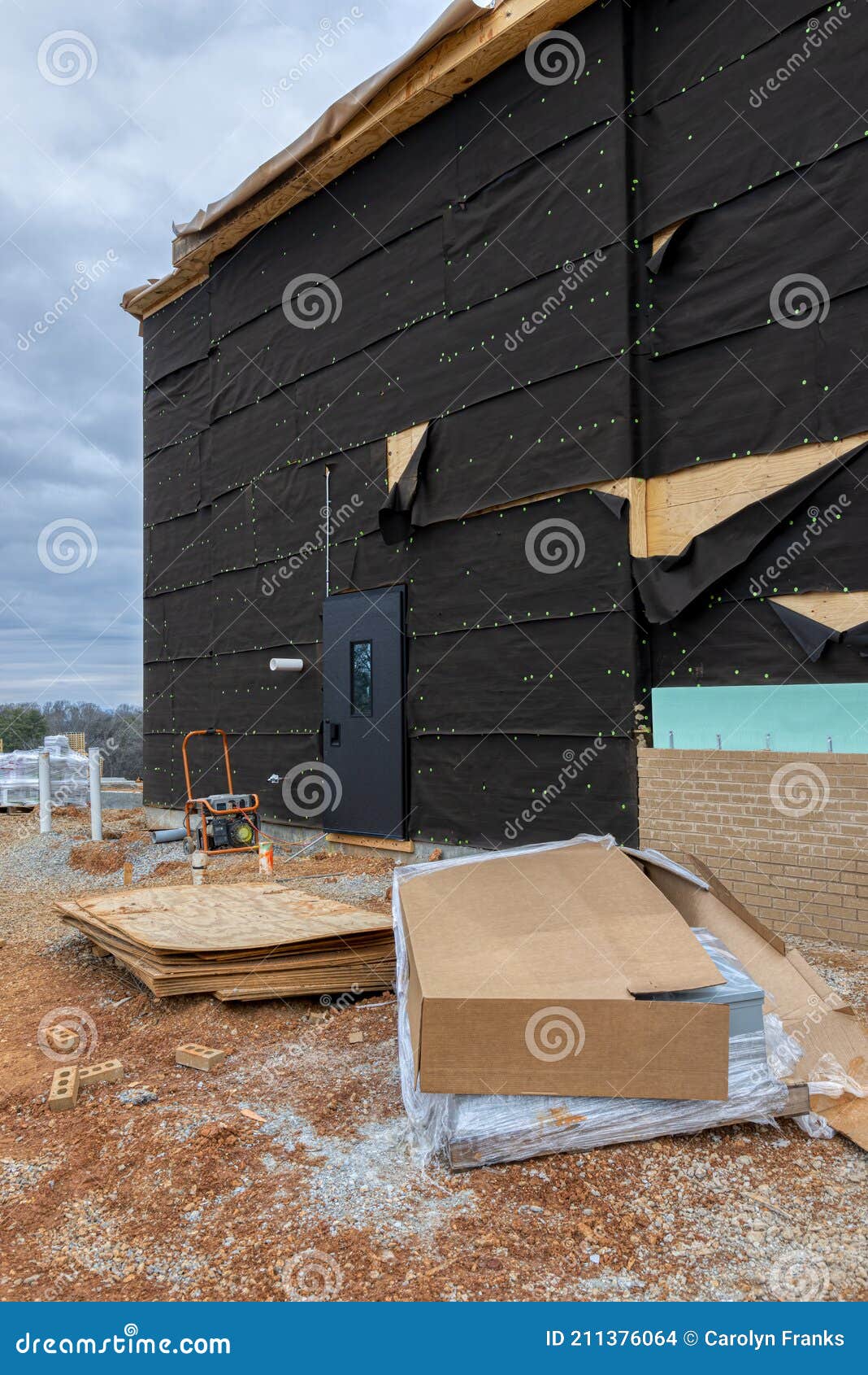 Brick Work Beginning on Commercial Building Project Vertical Format ...