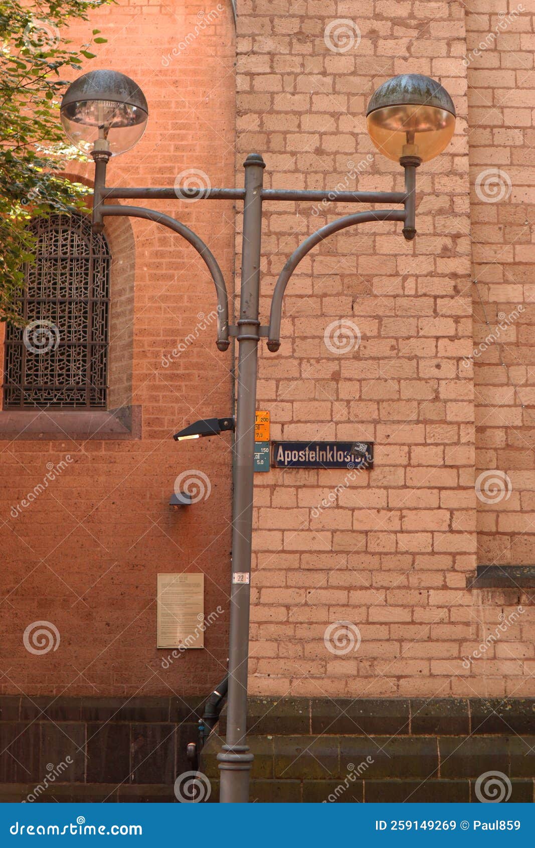 Old Lamp Post in Front of a Church in Cologne, Germany, Near ...