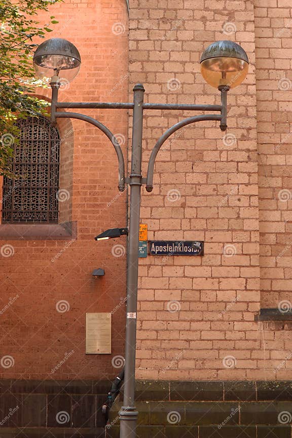 Old Lamp Post in Front of a Church in Cologne, Germany, Near ...
