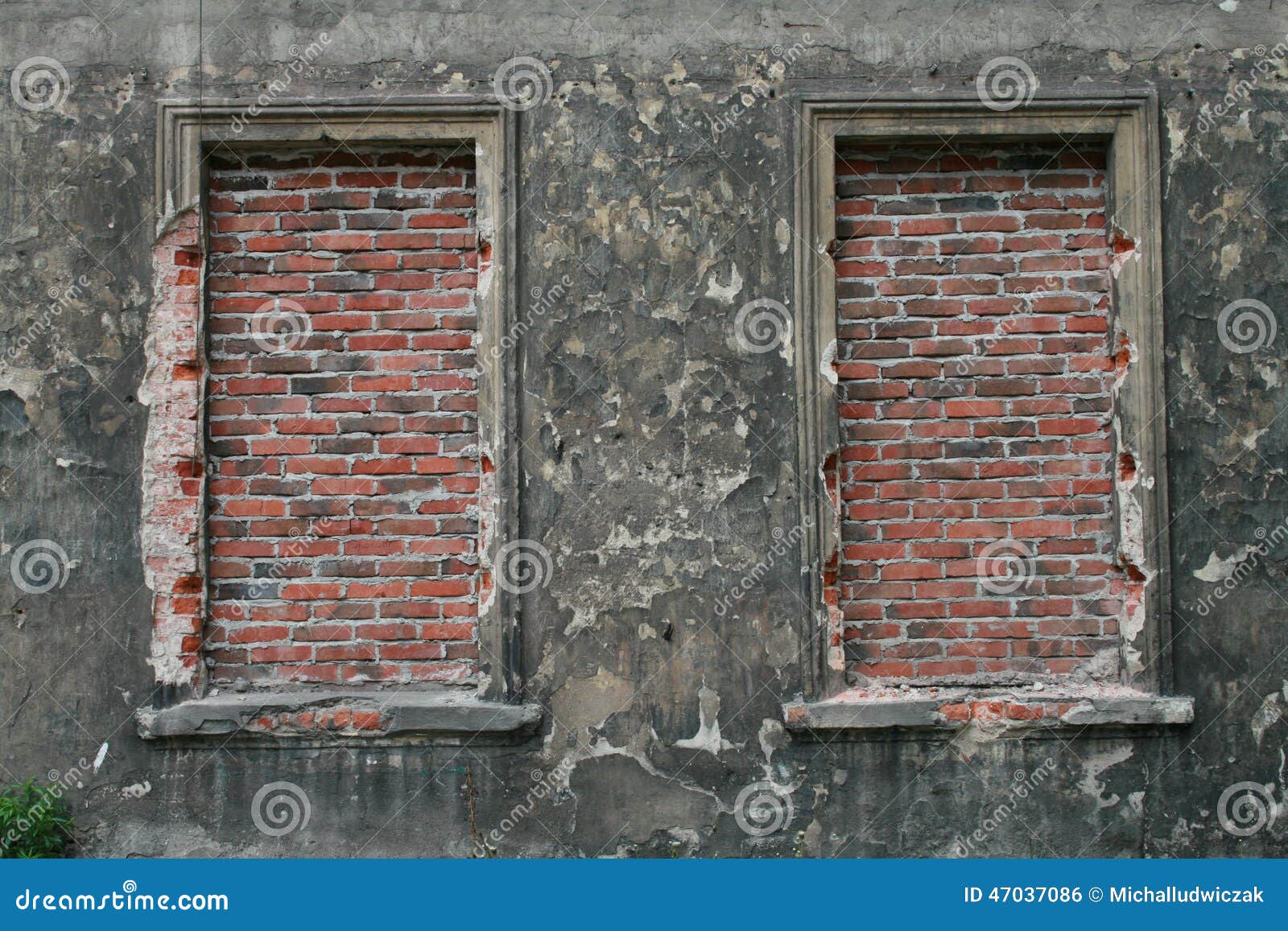 Bricked Up Windows in Old Building Stock Photo - Image of flat, walled ...
