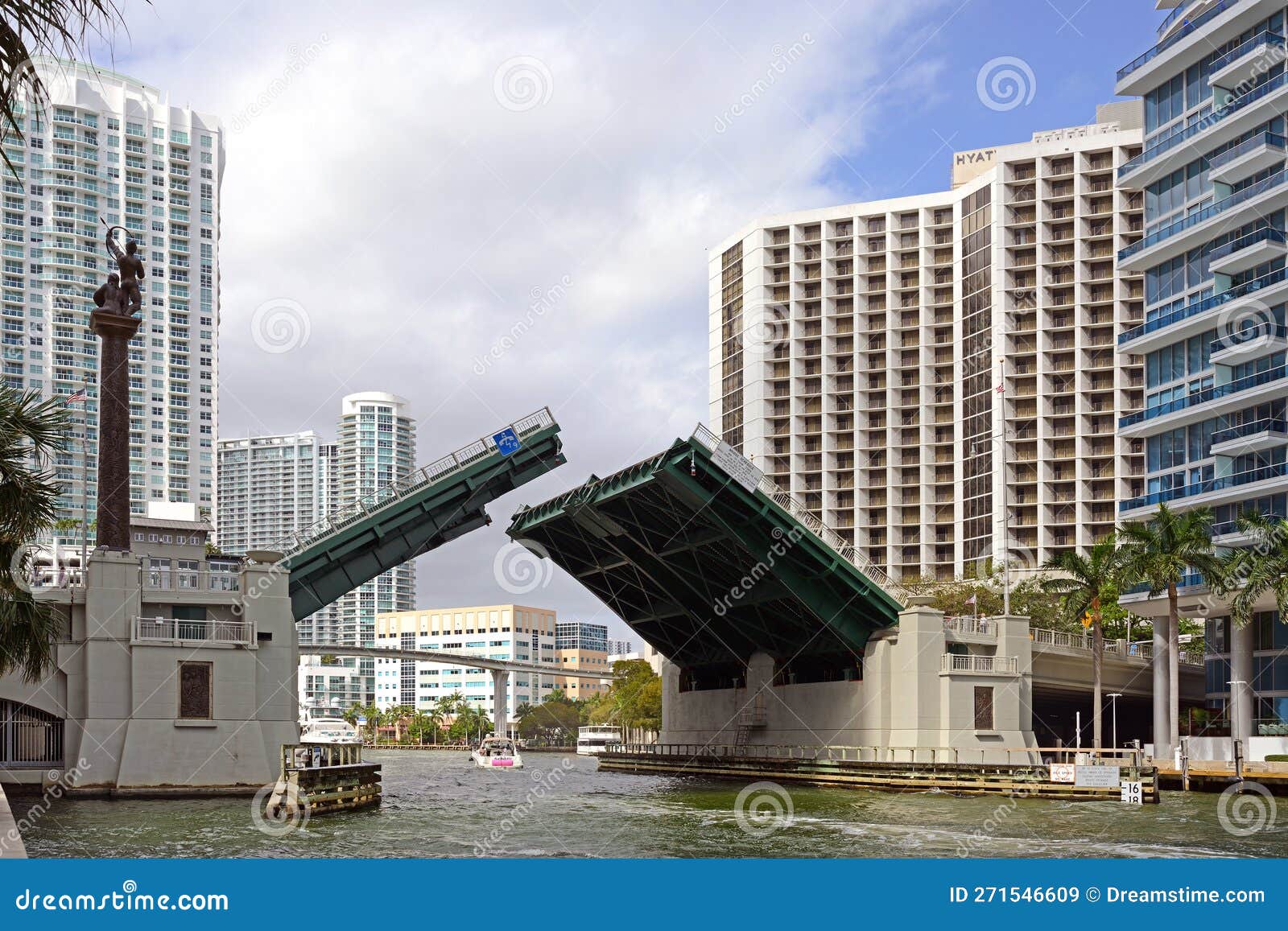 Brickell Avenue Bridge, Bascule Bridge Over Miami River in Downtown ...