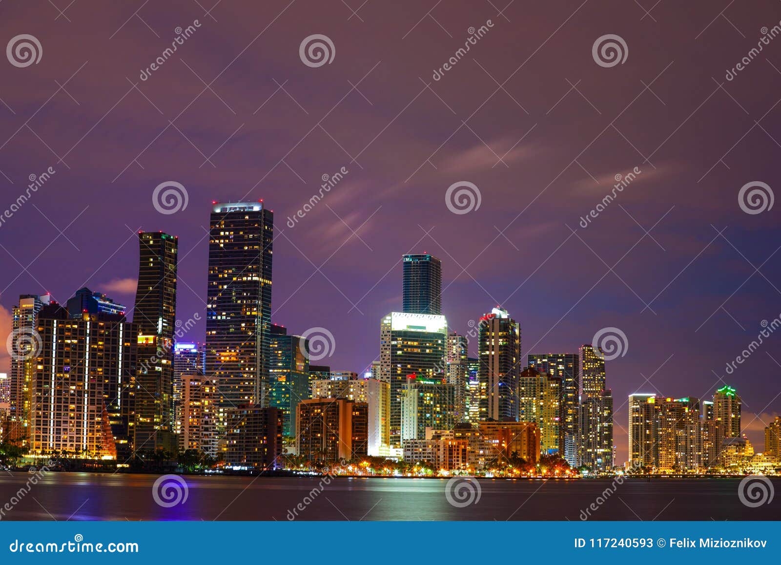 Brickell Miami Florida Architecture at Night Stock Image - Image of ...