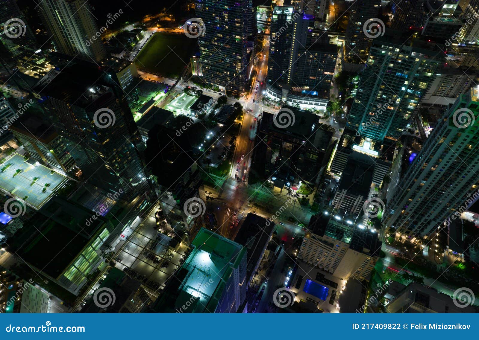 Brickell Miami Night Aerial Photo Editorial Photography - Image of ...