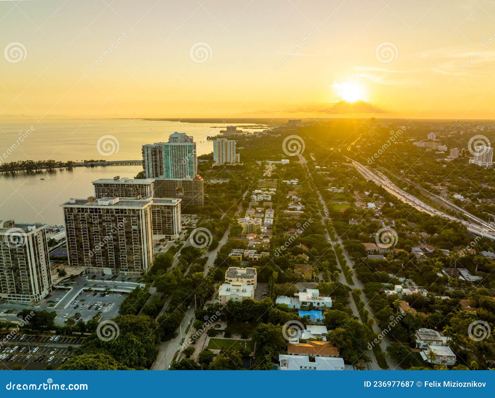 Brickell View Towards the Sunset Editorial Photography - Image of miami ...