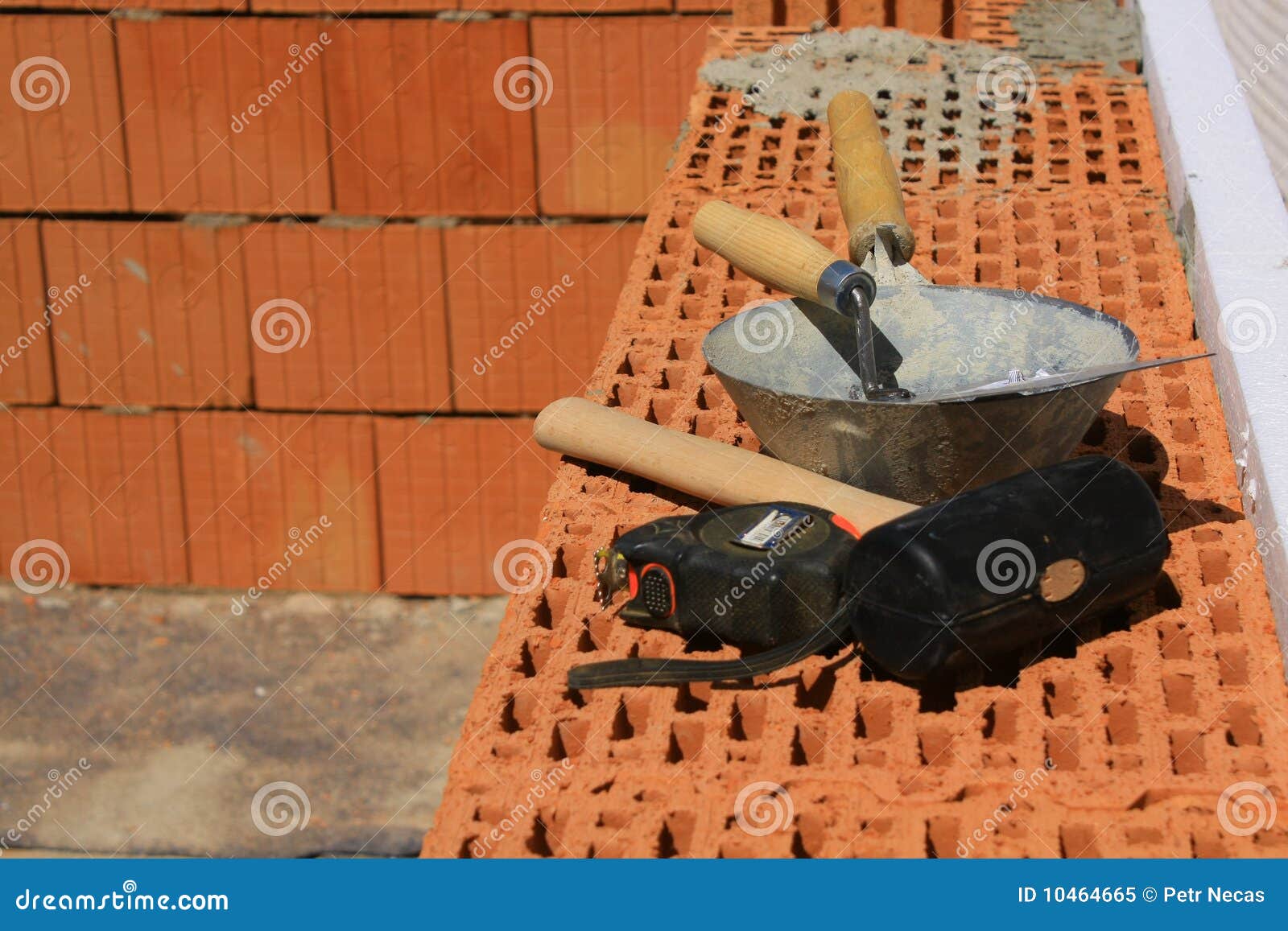 Bricklayer stock image. Image of building, metre, tools - 10464665