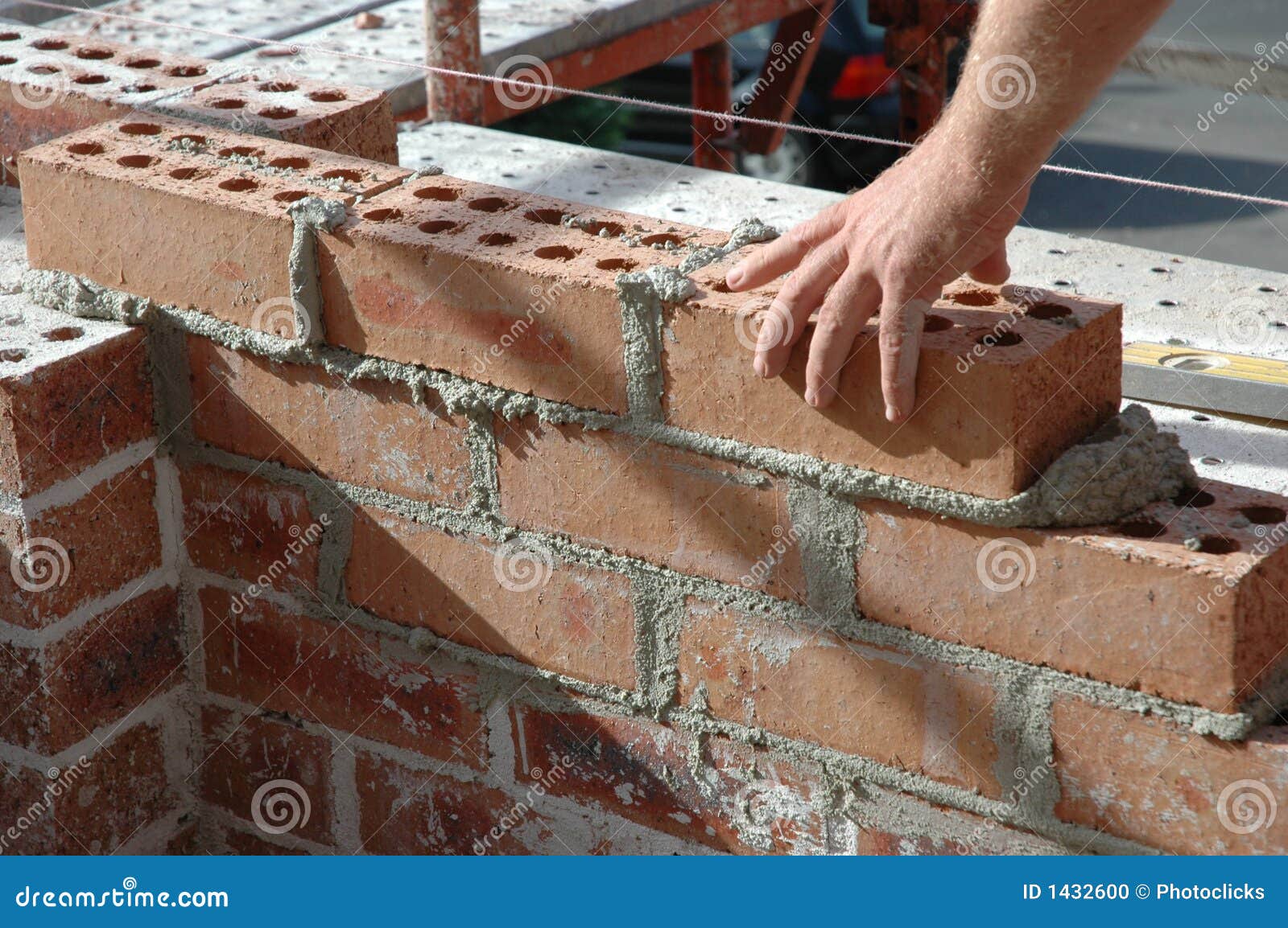 Bricklayer stock photo. Image of mortar, fence, leveler - 1432600