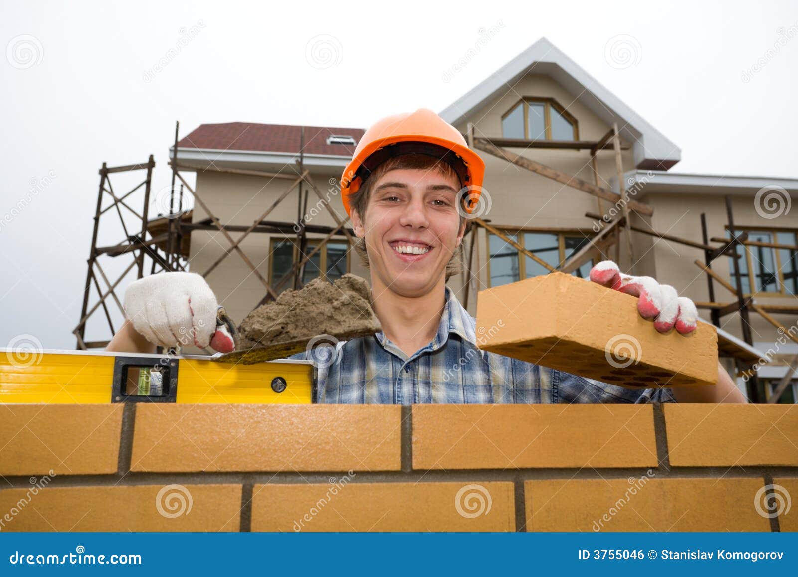 Bricklayer stock photo. Image of exterior, frame, level - 3755046