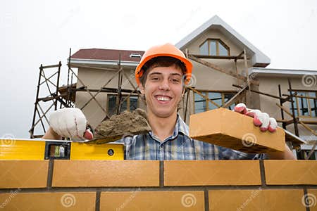 Bricklayer stock photo. Image of exterior, frame, level - 3755046