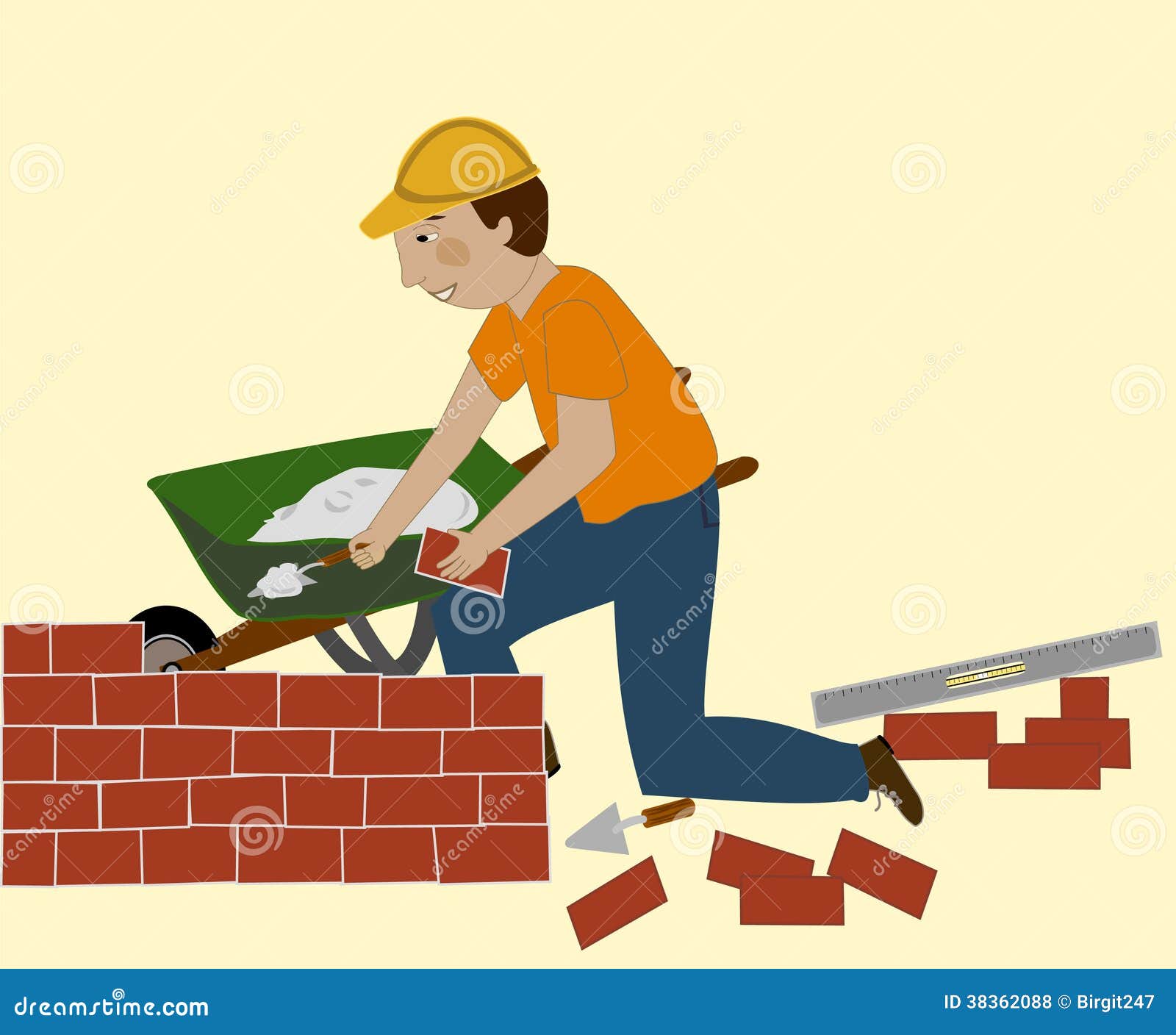 The Bricklayer stock vector. Illustration of layer, builder - 38362088