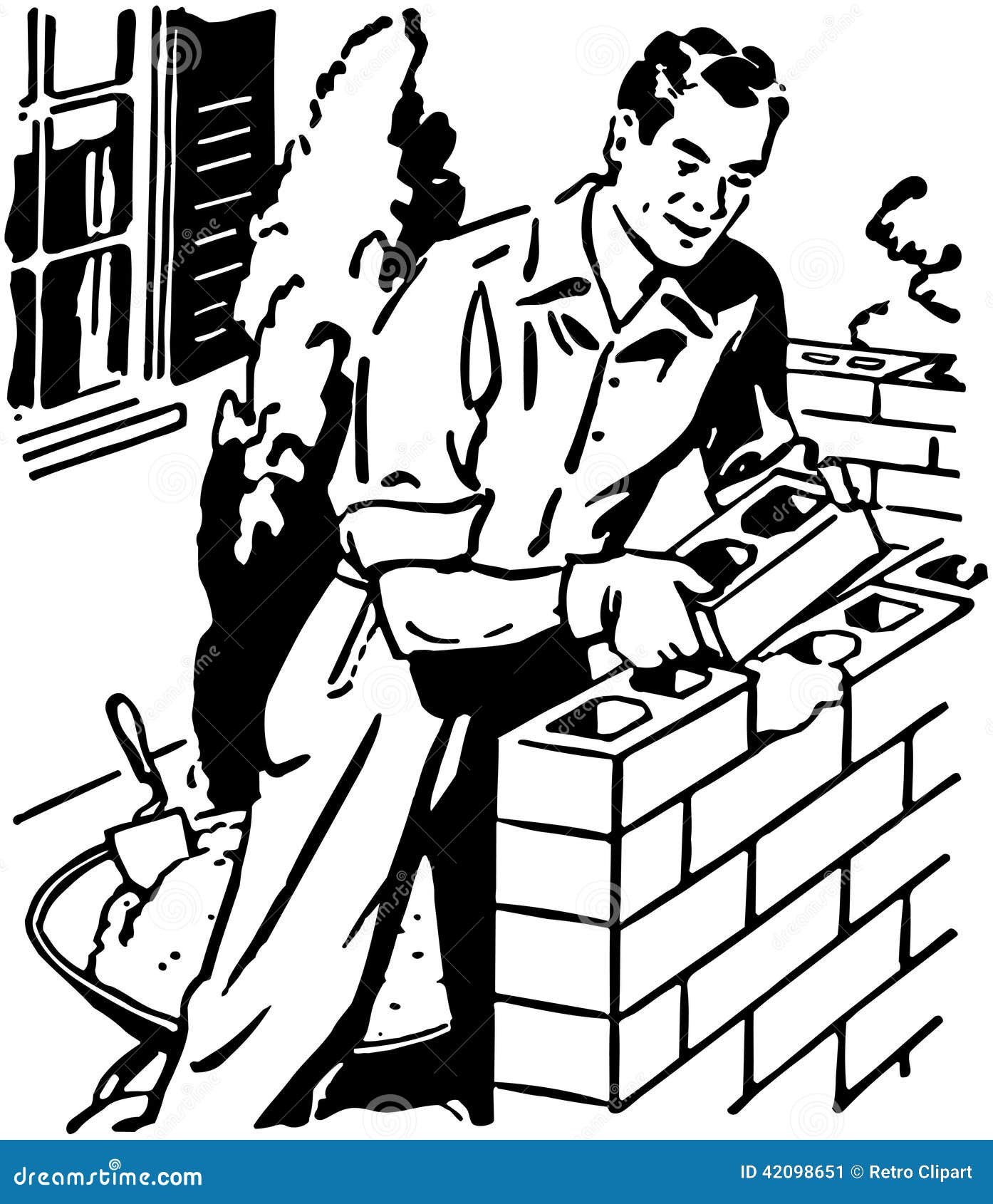 Bricklayer stock vector. Illustration of workers, graphics - 42098651