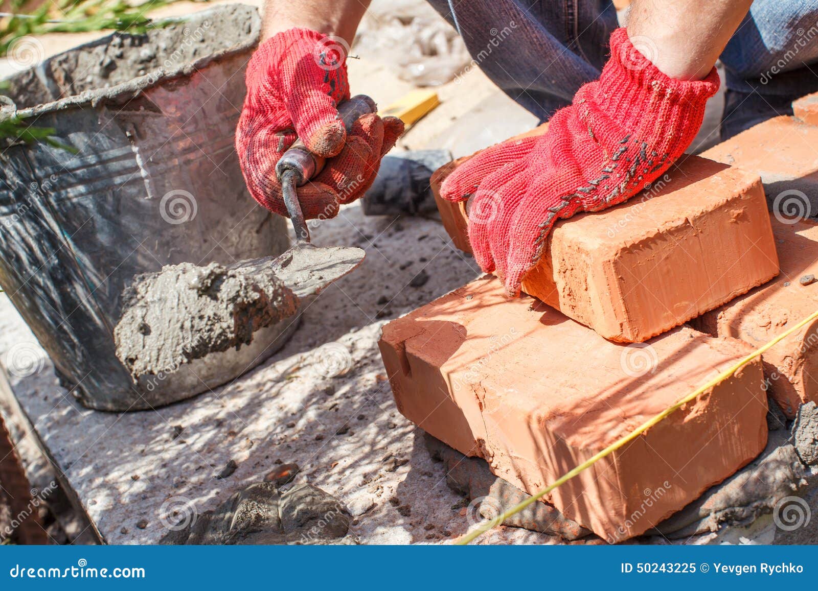 Bricklayer with brick stock image. Image of growth, residential - 50243225