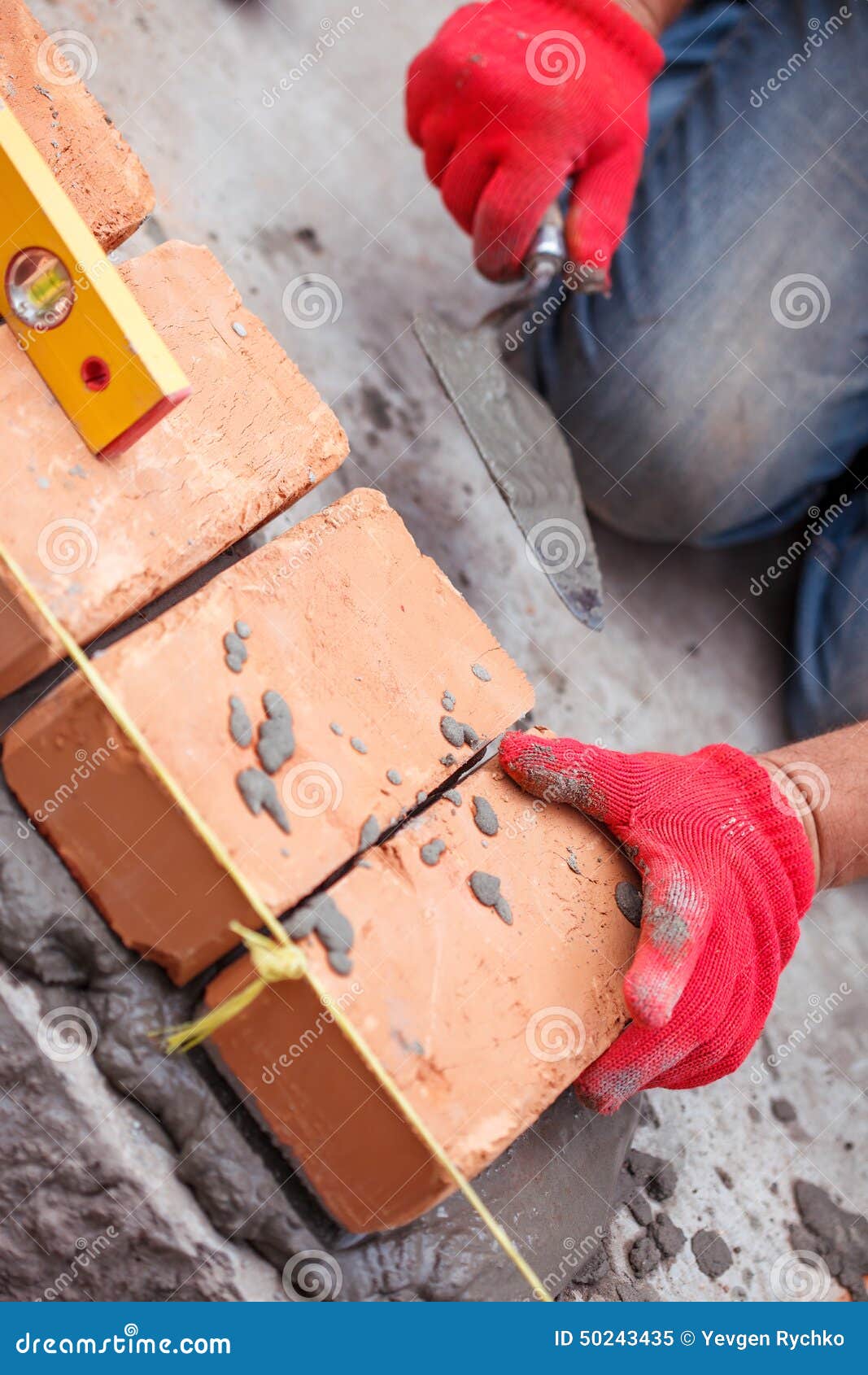 Bricklayer with brick stock image. Image of horizontal - 50243435