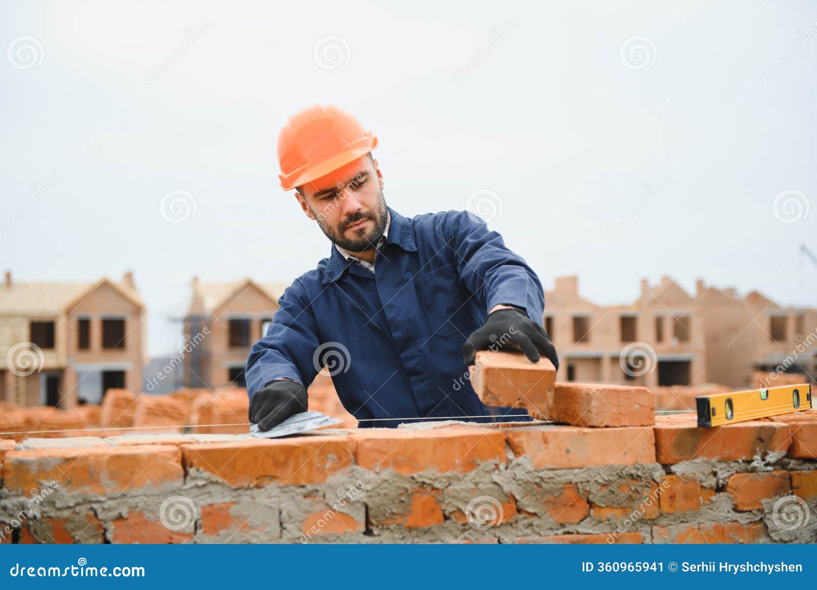 Bricklayer Bricklaying House Brick Wall Royalty-Free Stock Photo ...