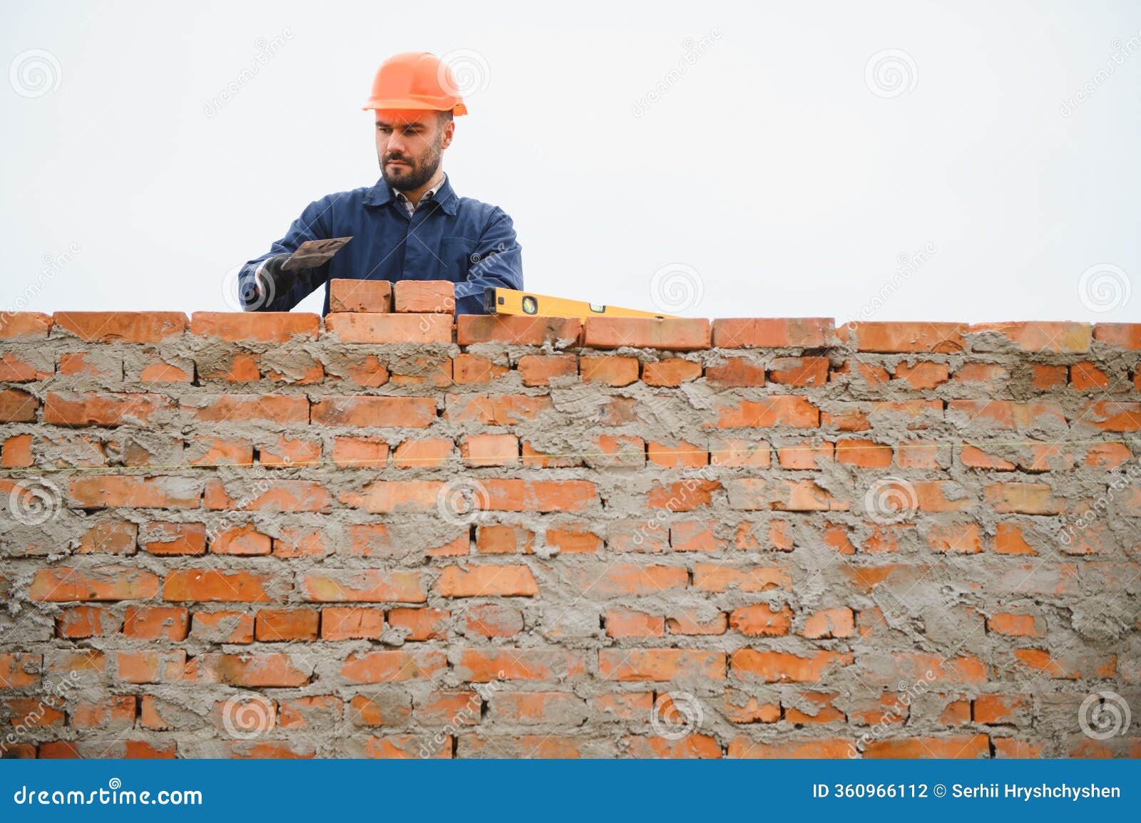 Bricklayer or Builder or Worker Build or Bricklaying or Laying a Stone ...