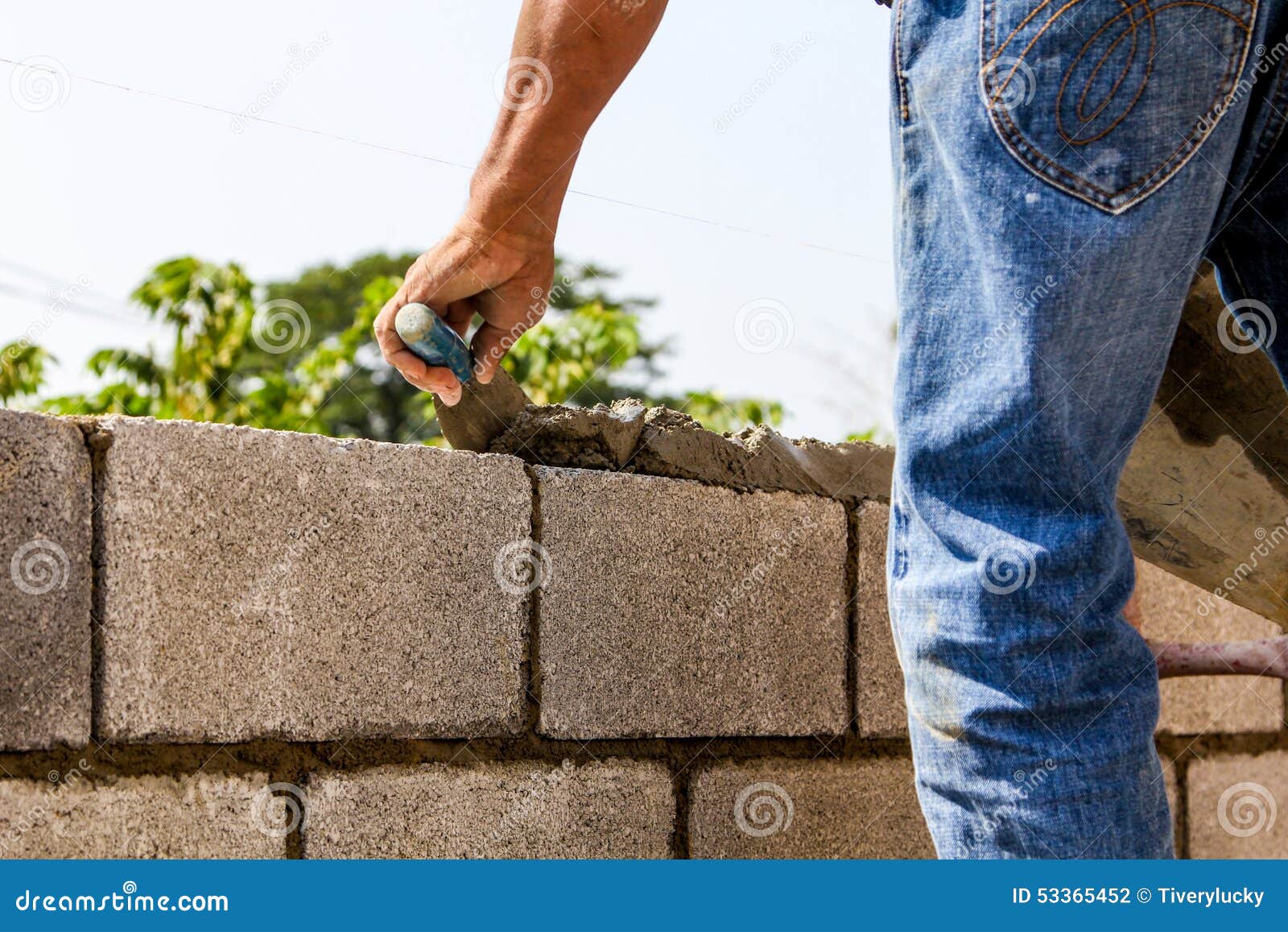 Bricklayer stock photo. Image of spatula, helmet, building - 53365452