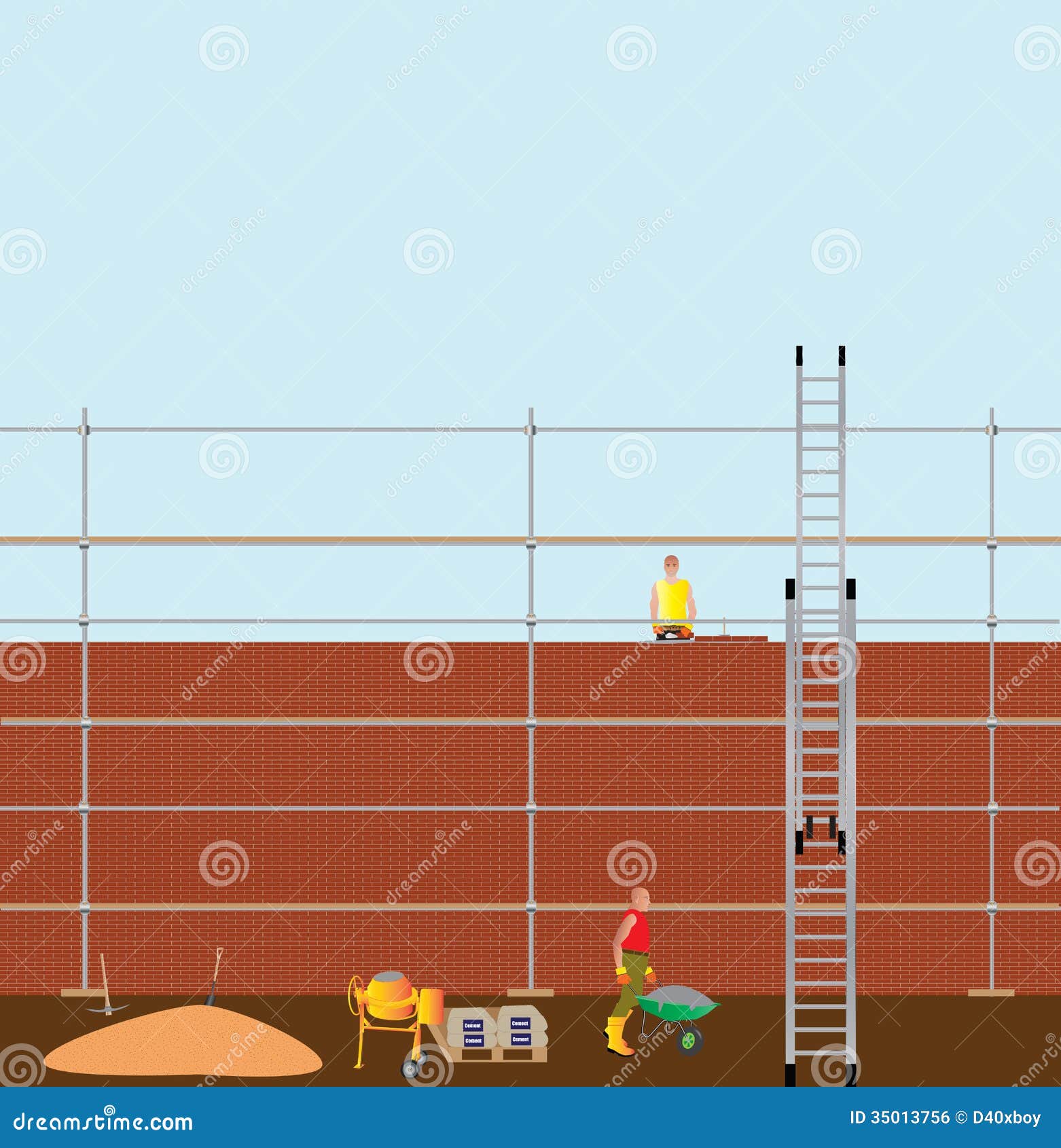Bricklayer stock vector. Illustration of print, bricklayer - 35013756