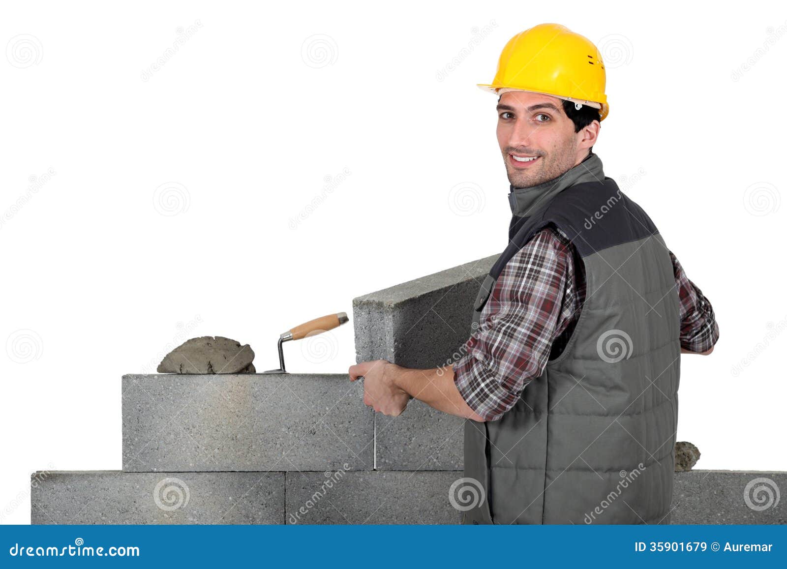 Bricklayer hard at work stock image. Image of isolated - 35901679