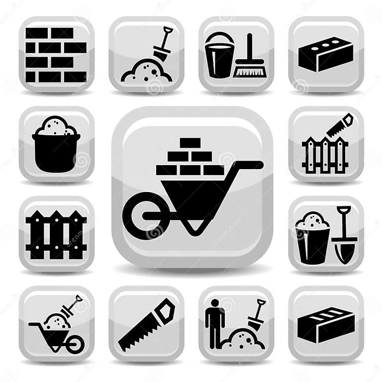 Bricklayer icons stock vector. Illustration of occupation - 32027194