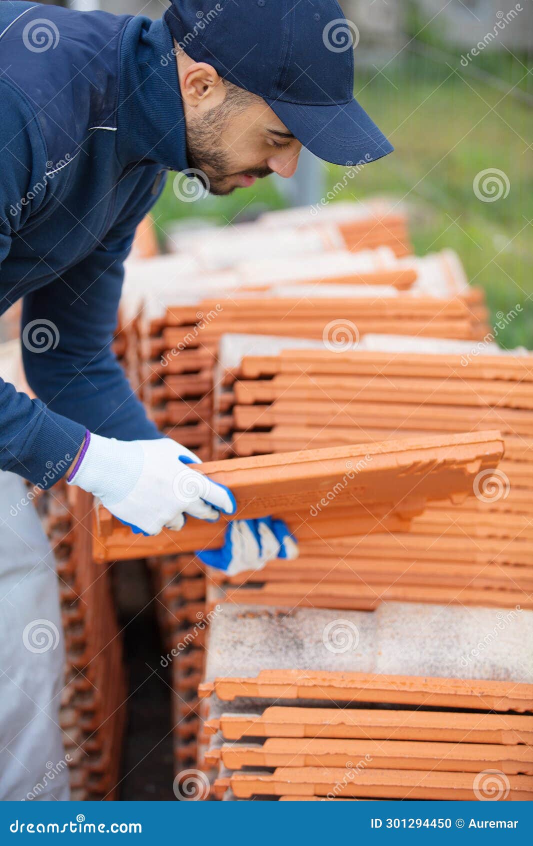 Bricklayer Industrial Worker Installing Brick Masonry Stock Photo ...