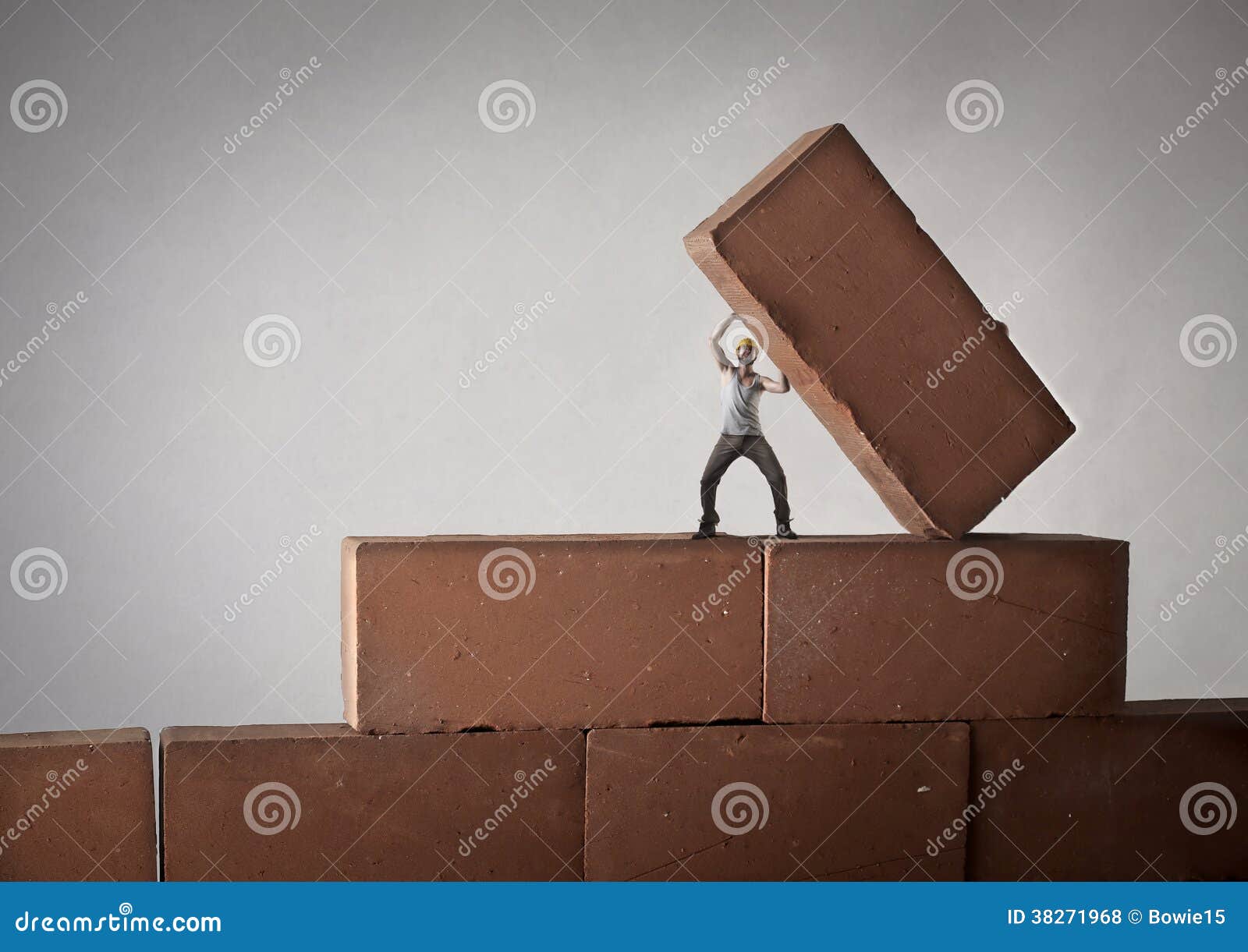 Bricklayer Lifting Up a Brick Stock Photo - Image of house, mason: 38271968