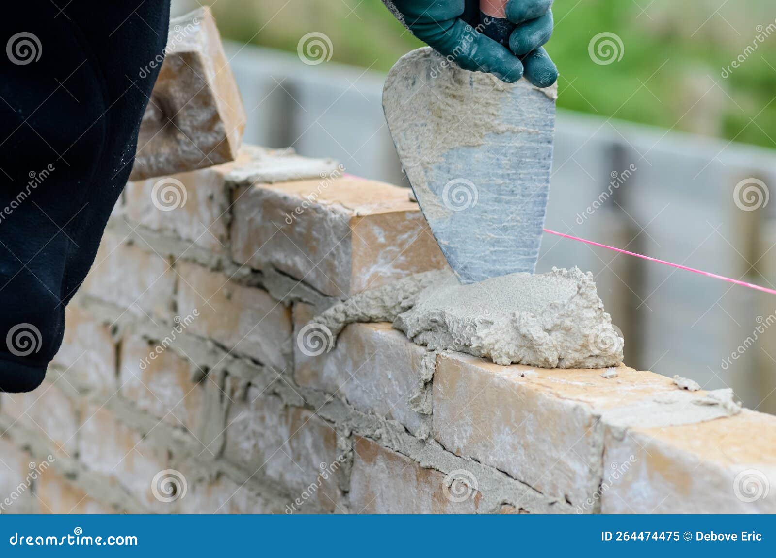 Bricklayer Making a Brick Wall Close-up Stock Image - Image of brick ...