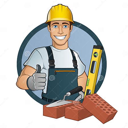 Bricklayer stock vector. Illustration of equipment, white - 54708865