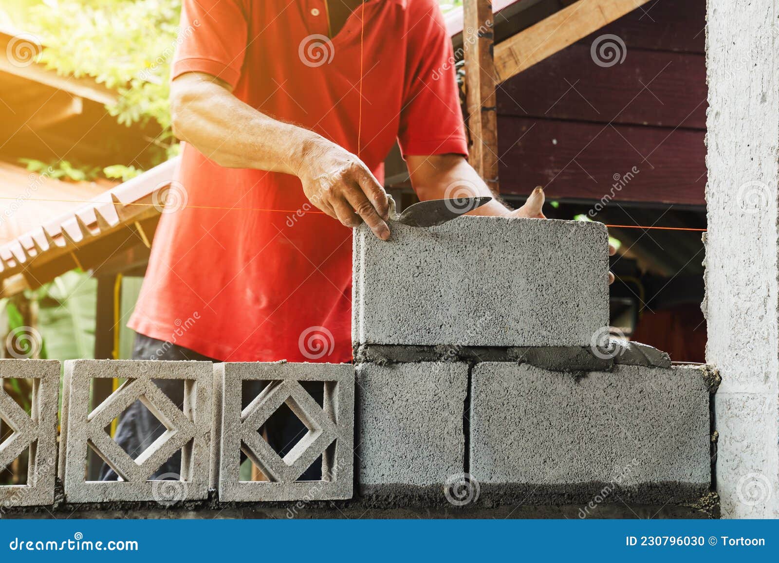 Bricklayer Man Working Build for Construction at Home Stock Photo ...