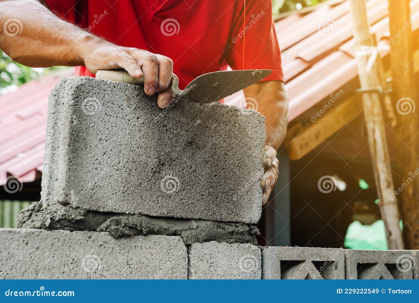 Bricklayer Man Working Build for Construction at Home Stock Image ...