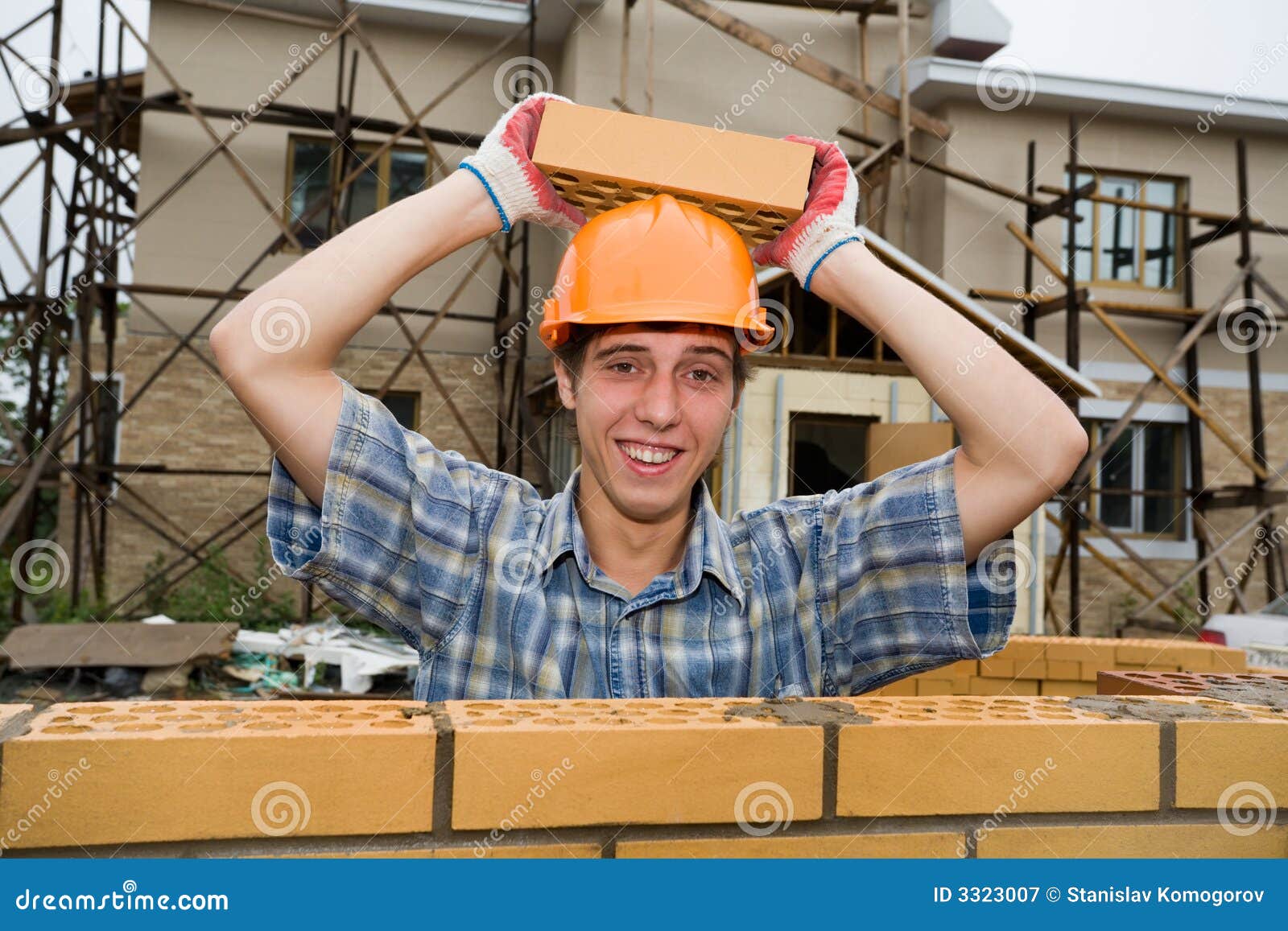Bricklayer(mason) and Bricks Stock Image - Image of contractor, manual ...