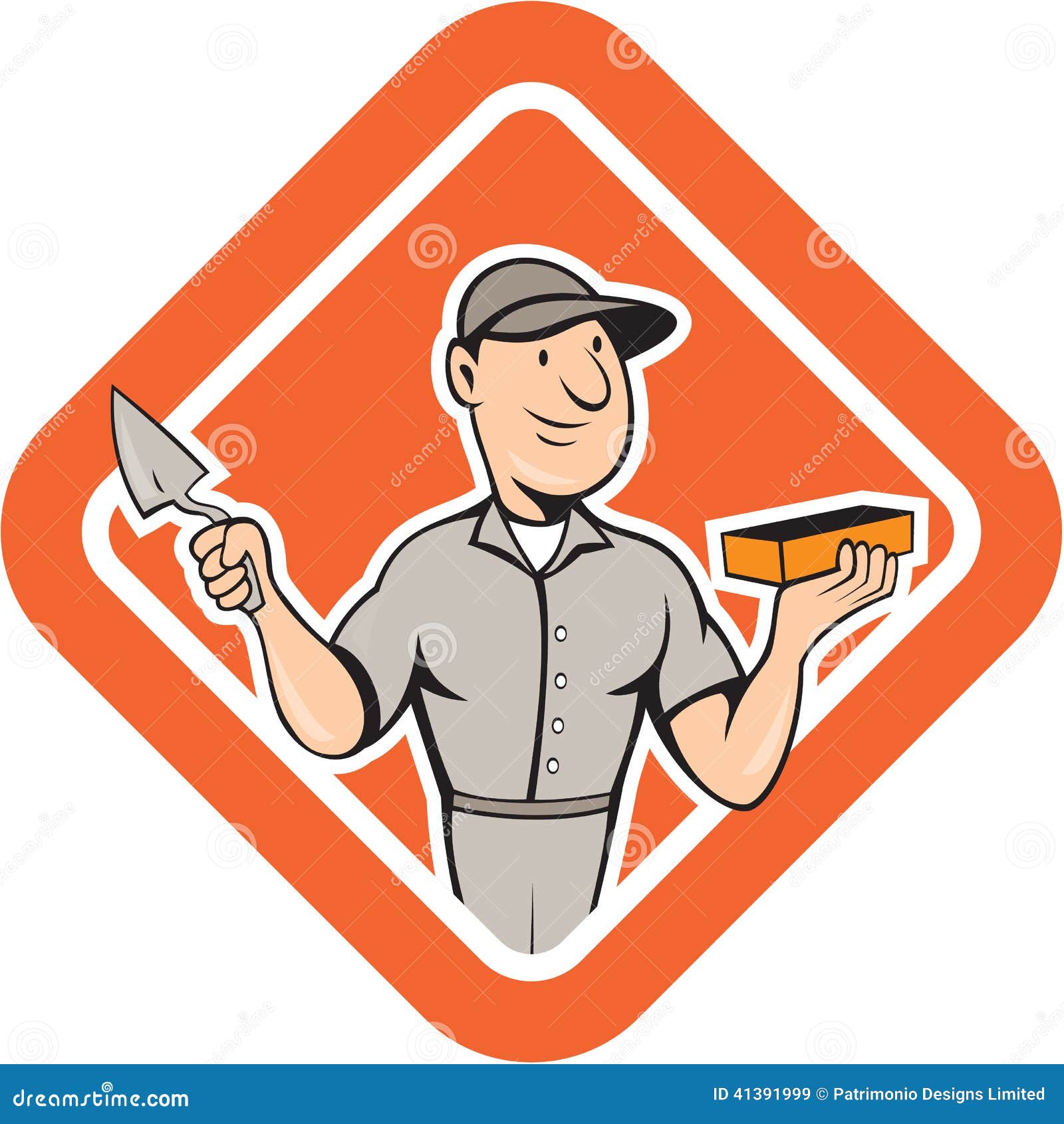Bricklayer Mason Plasterer Standing Shield Cartoon Stock Vector ...