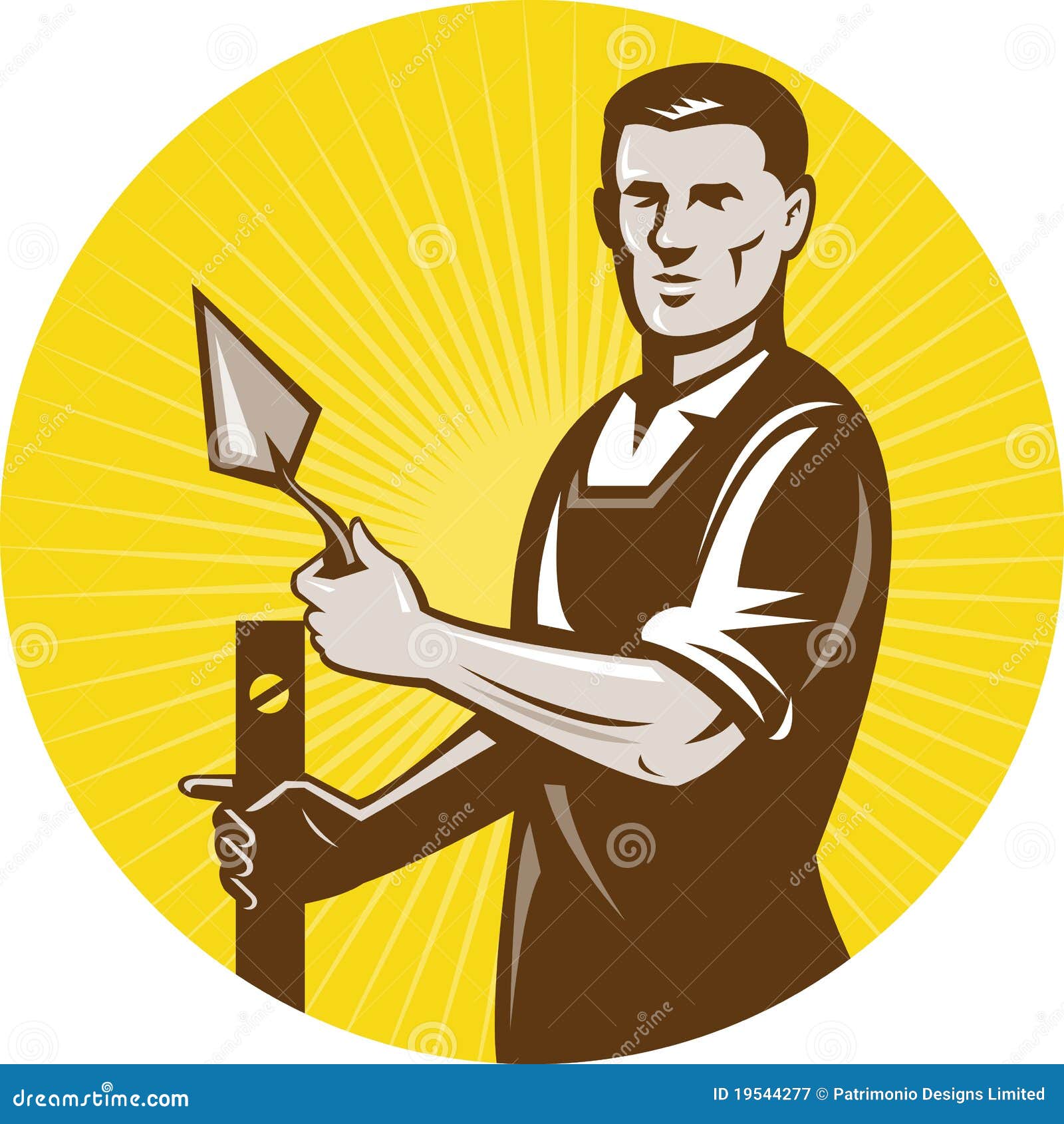 Bricklayer Mason Plasterer Standing Cartoon | CartoonDealer.com #41390691