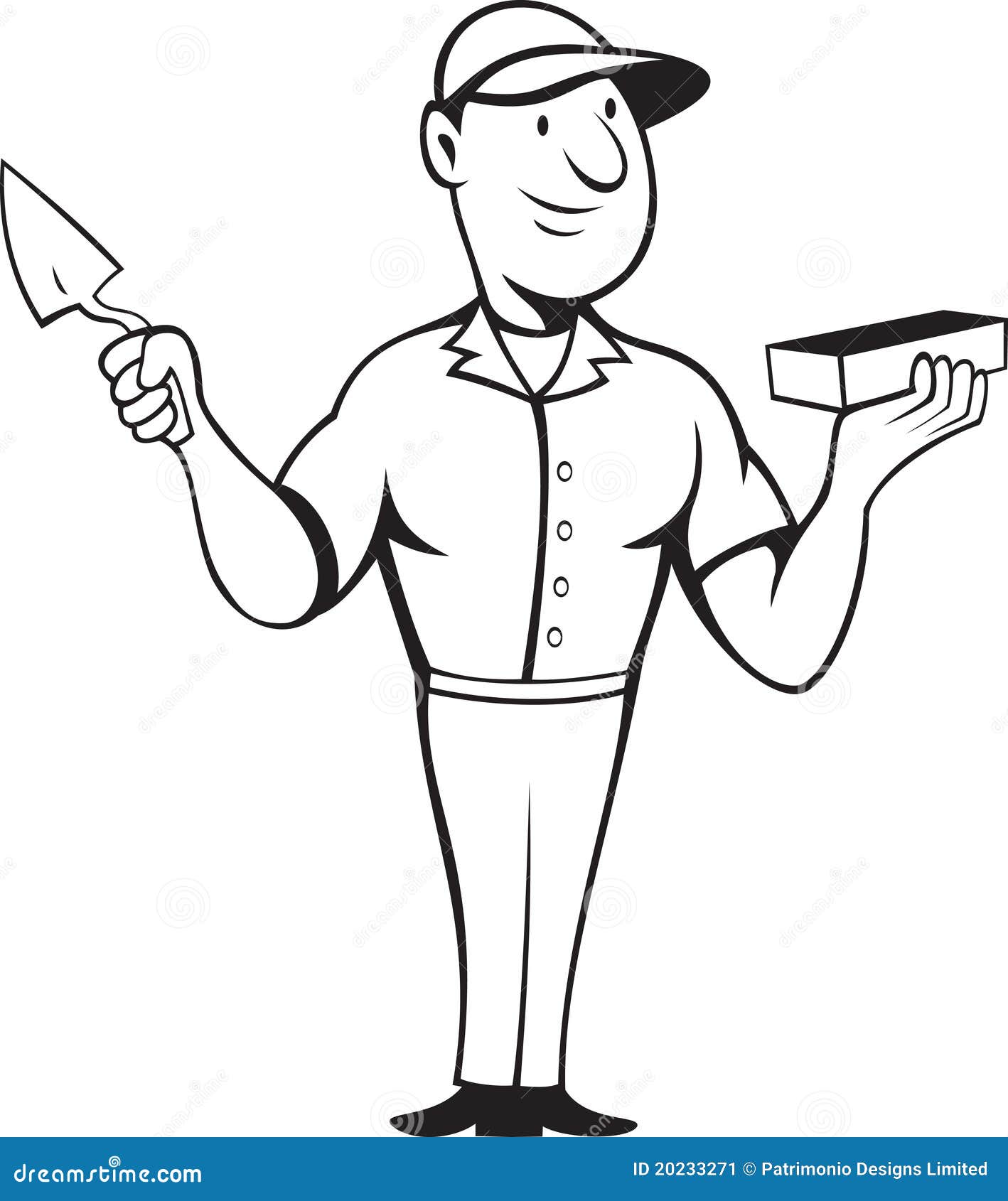 Bricklayer Mason Plasterer Standing Cartoon | CartoonDealer.com #41390691
