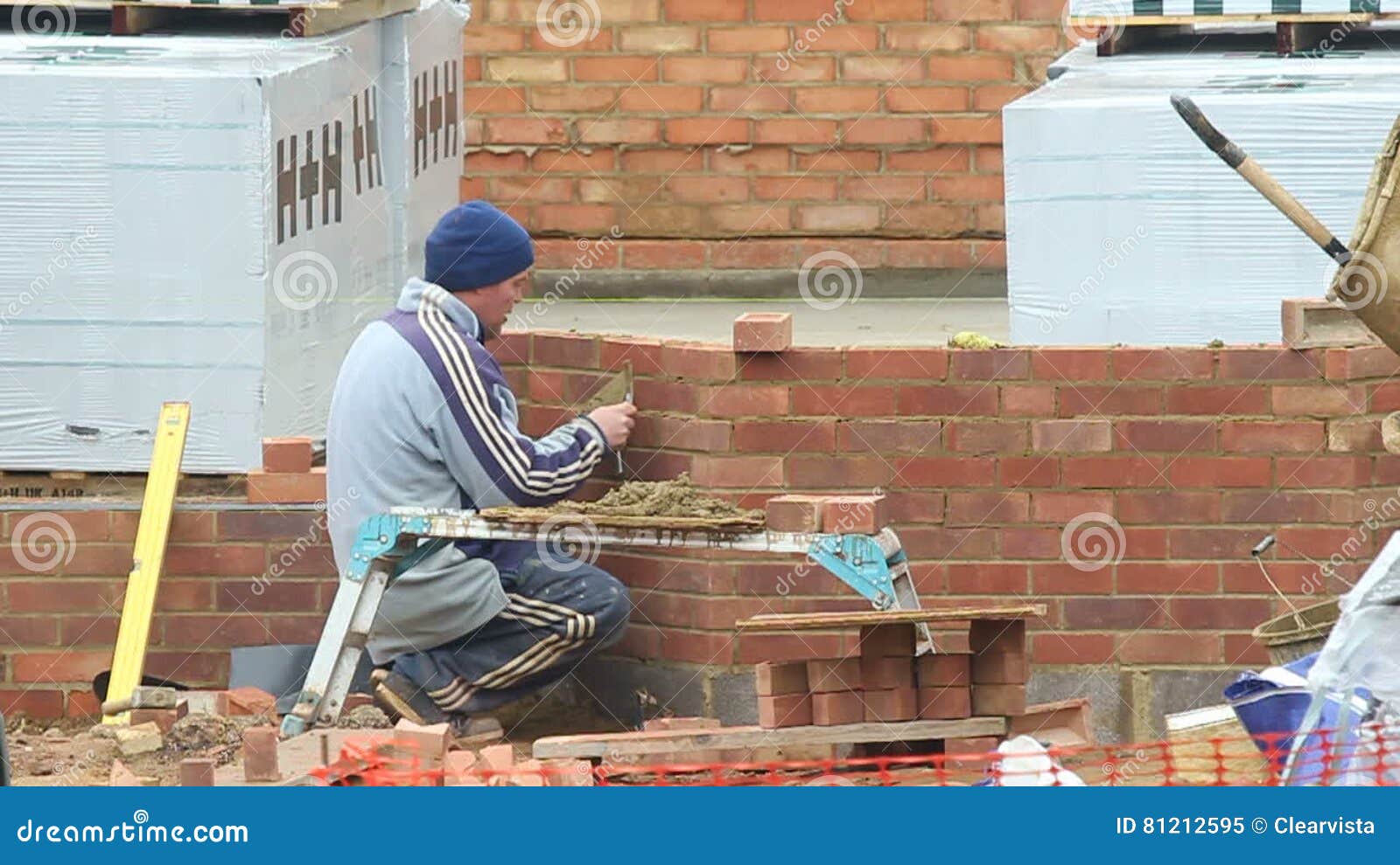 Bricklayer Pointing Bricks in a New Build House. Stock Video - Video of ...