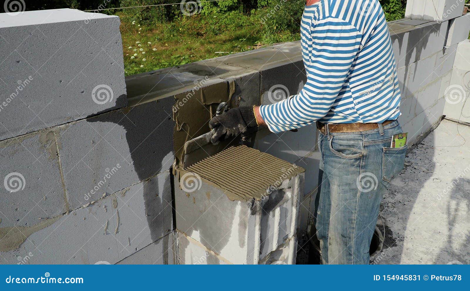 Bricklayer Putting Down Another Row of Bricks in Site Stock Video ...