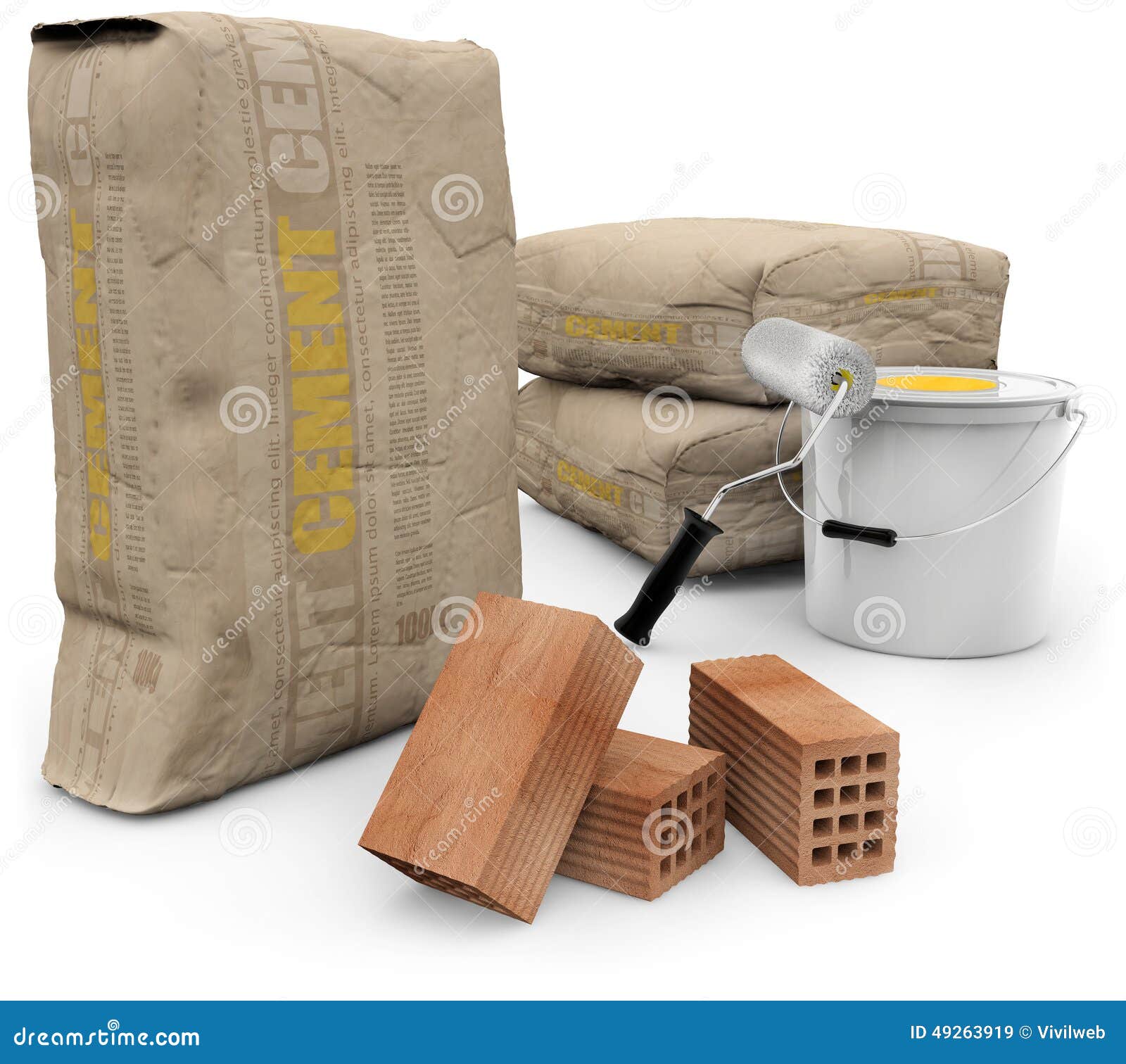 Bricklayer s work tools stock illustration. Illustration of build ...