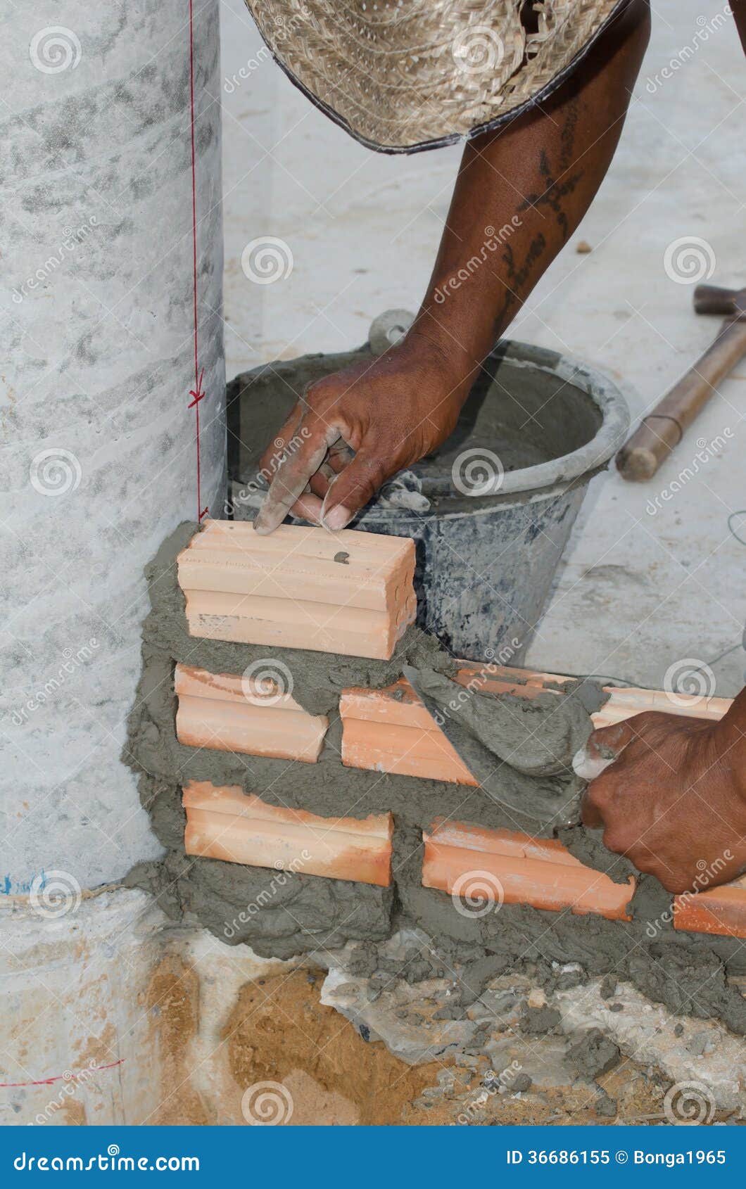 Bricklayer in site stock image. Image of growth, craftsman - 36686155