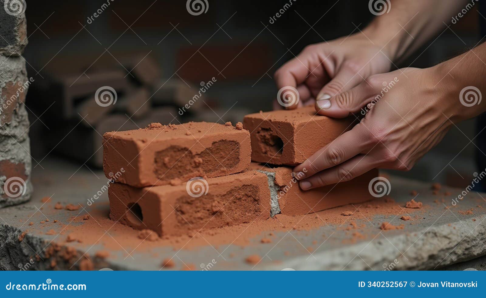 Bricklayer Skillfully Laying Bricks To Construct a Sturdy Stove Stock ...