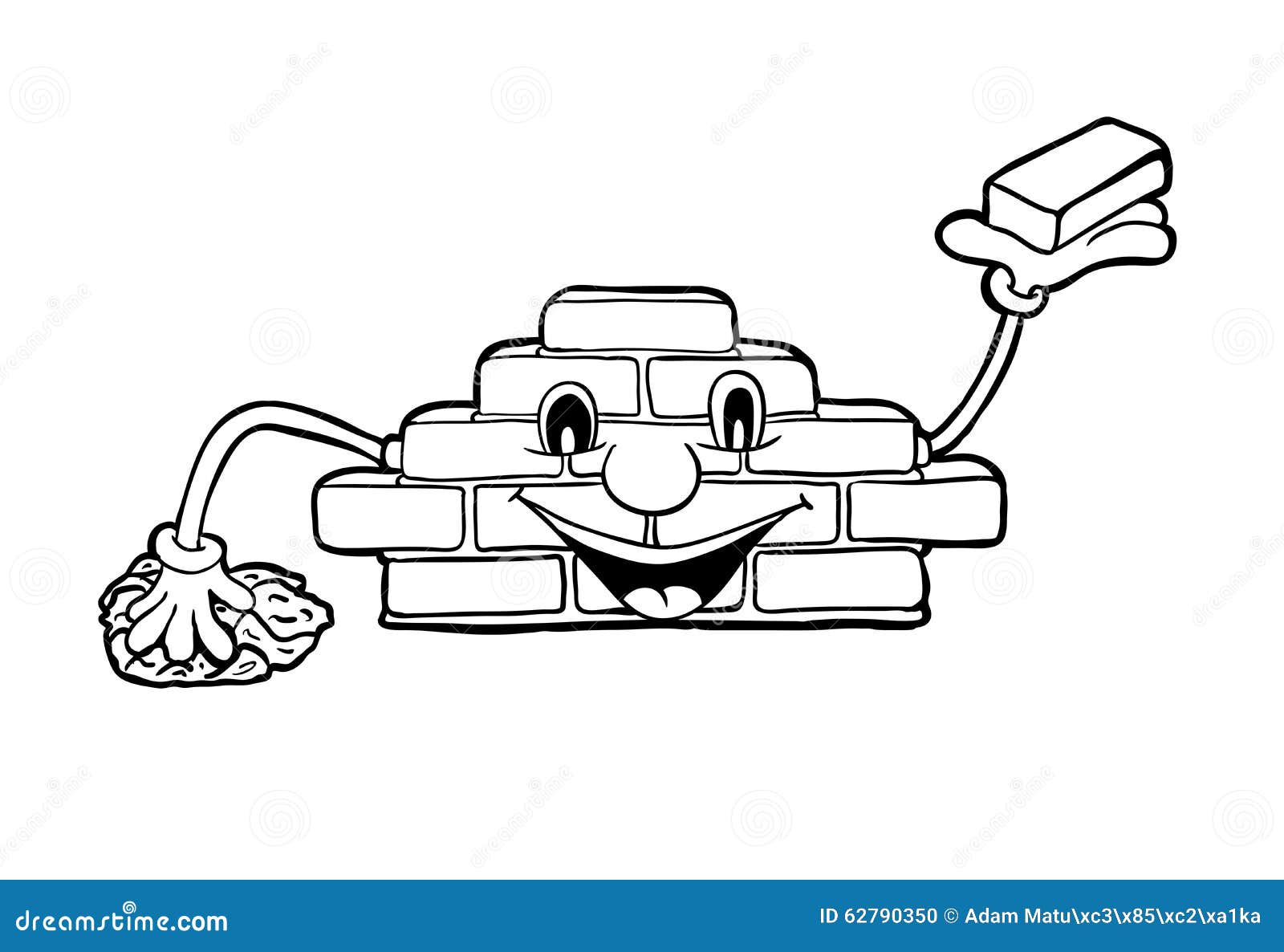 Bricklayer with smile stock vector. Illustration of book - 62790350
