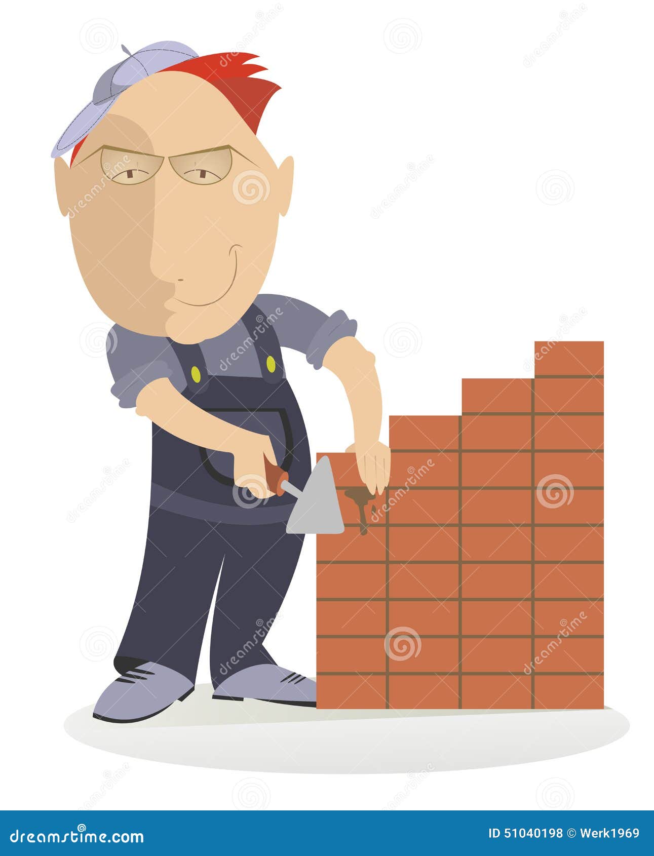 Bricklayer stock vector. Illustration of comic, occupation - 51040198